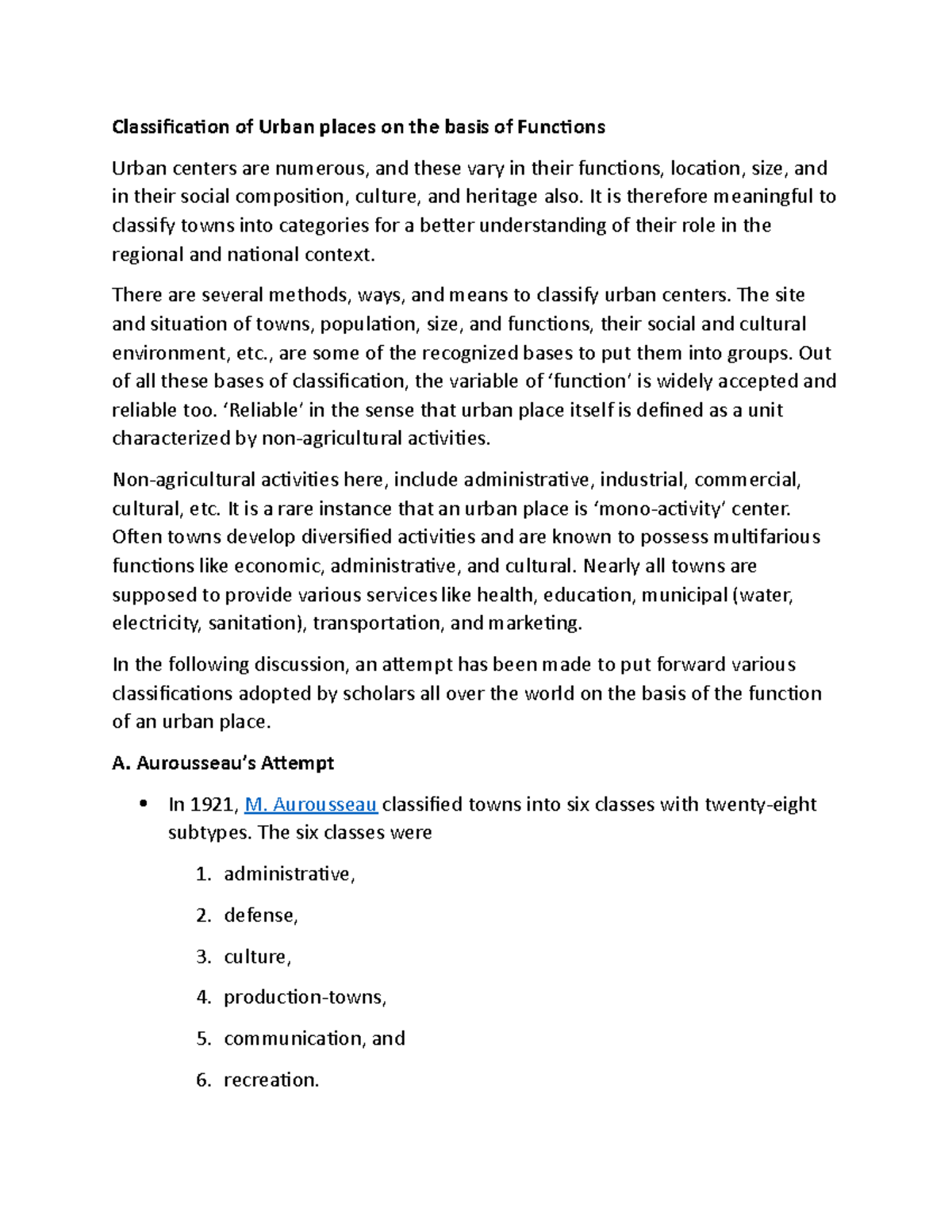 Mitra's Classification- Answer Making - Classification of Urban places ...