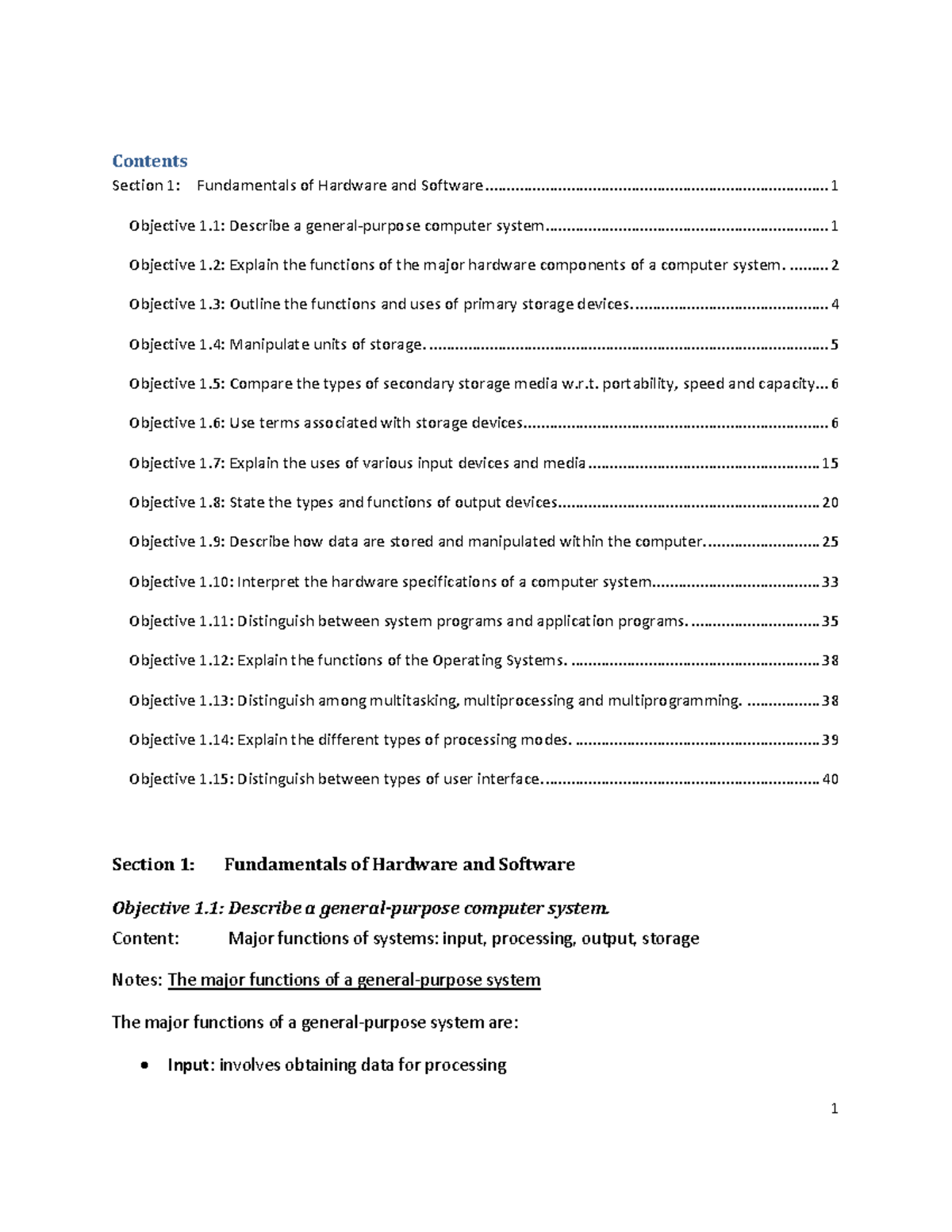 CSEC IT Notes: Fundamentals of Hardware & Software Overview - Studocu