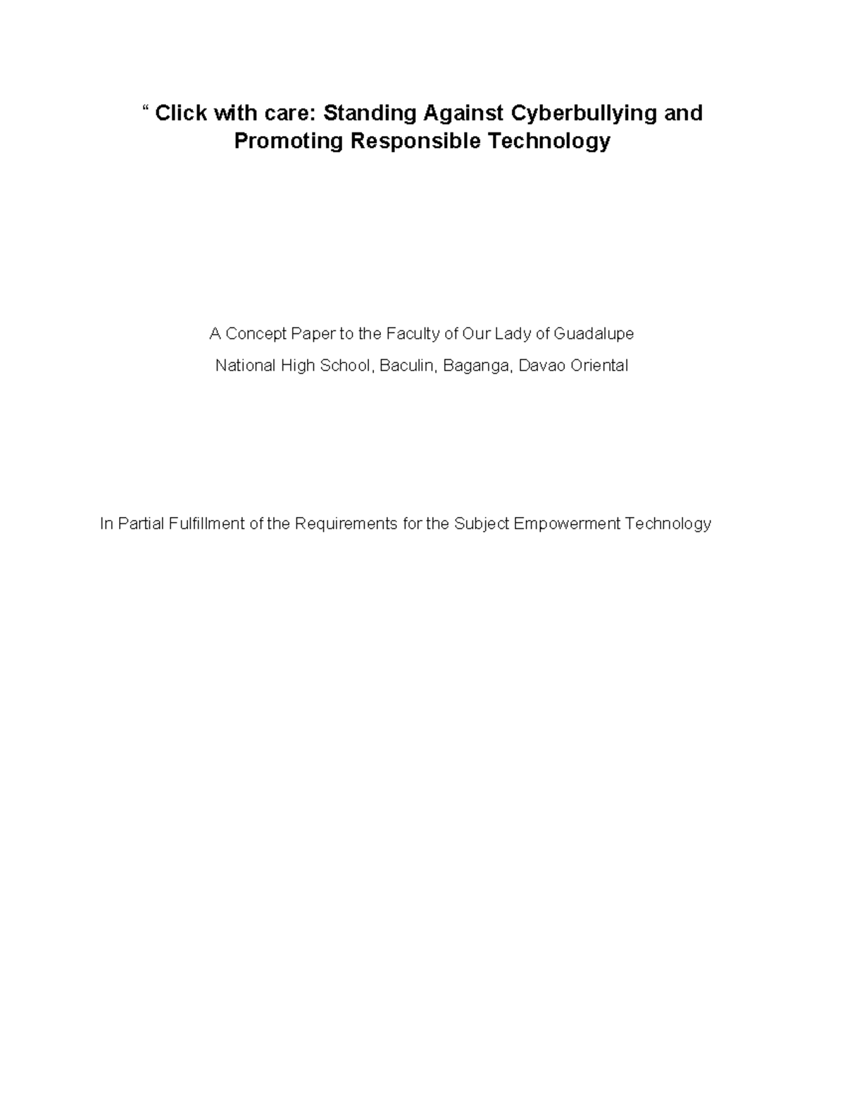 Empowerment Tech: Click with Care Against Cyberbullying - Studocu