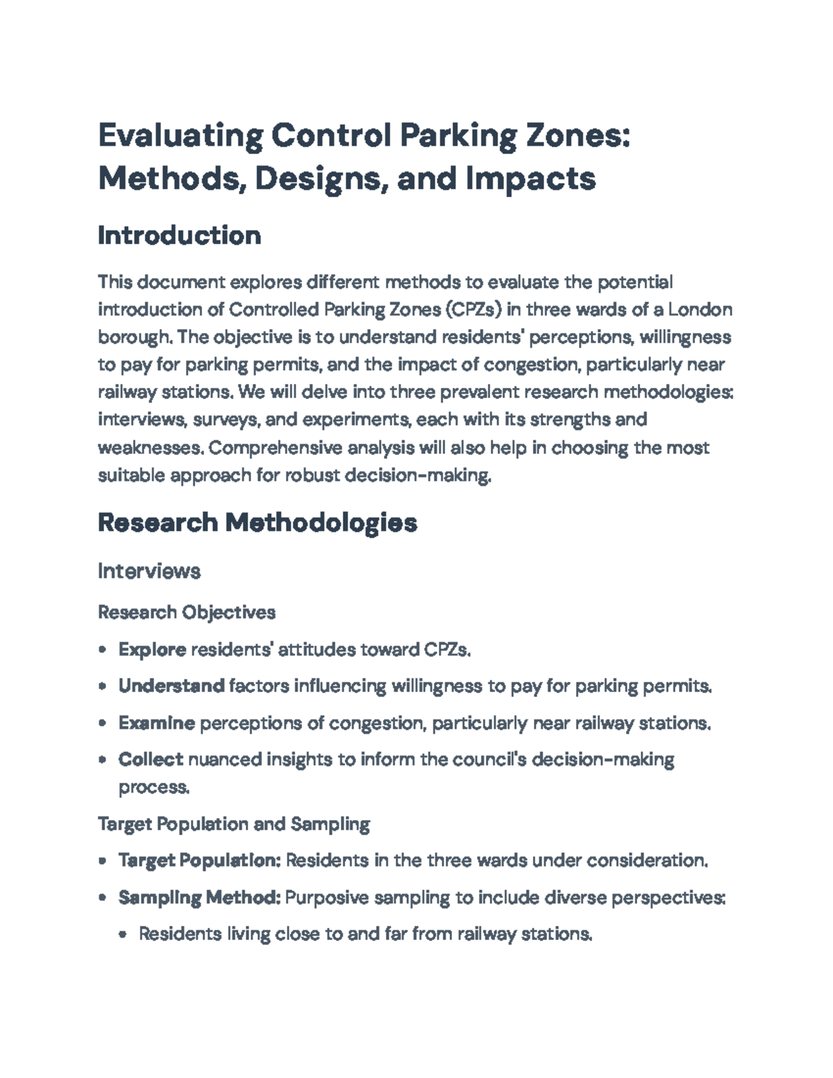 Evaluating Controlled Parking Zones: Methods, Designs & Impacts (CPZ) - Evaluating Control ...