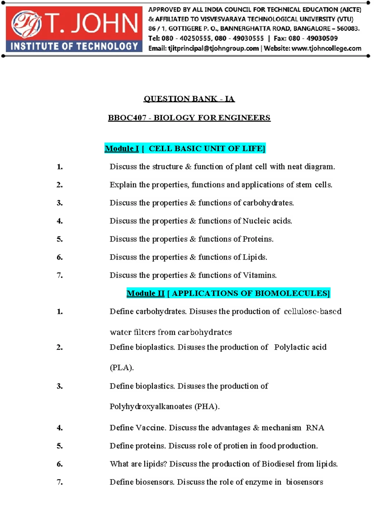 Model Question Paper II for Database Management System (BCS403) 2024 - Studocu