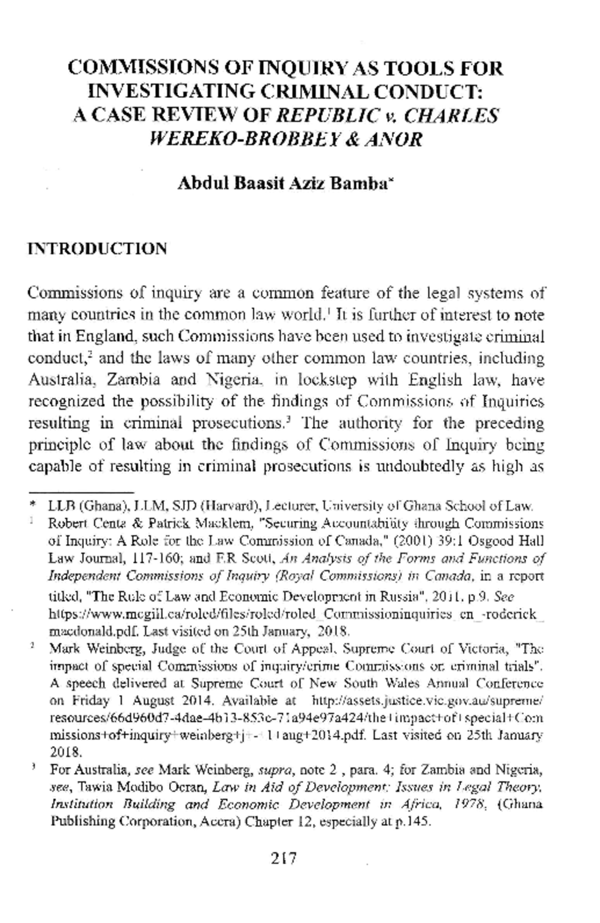 "LLB Case Review: Commissions of Inquiry in Republic v. Charles Wereko ...