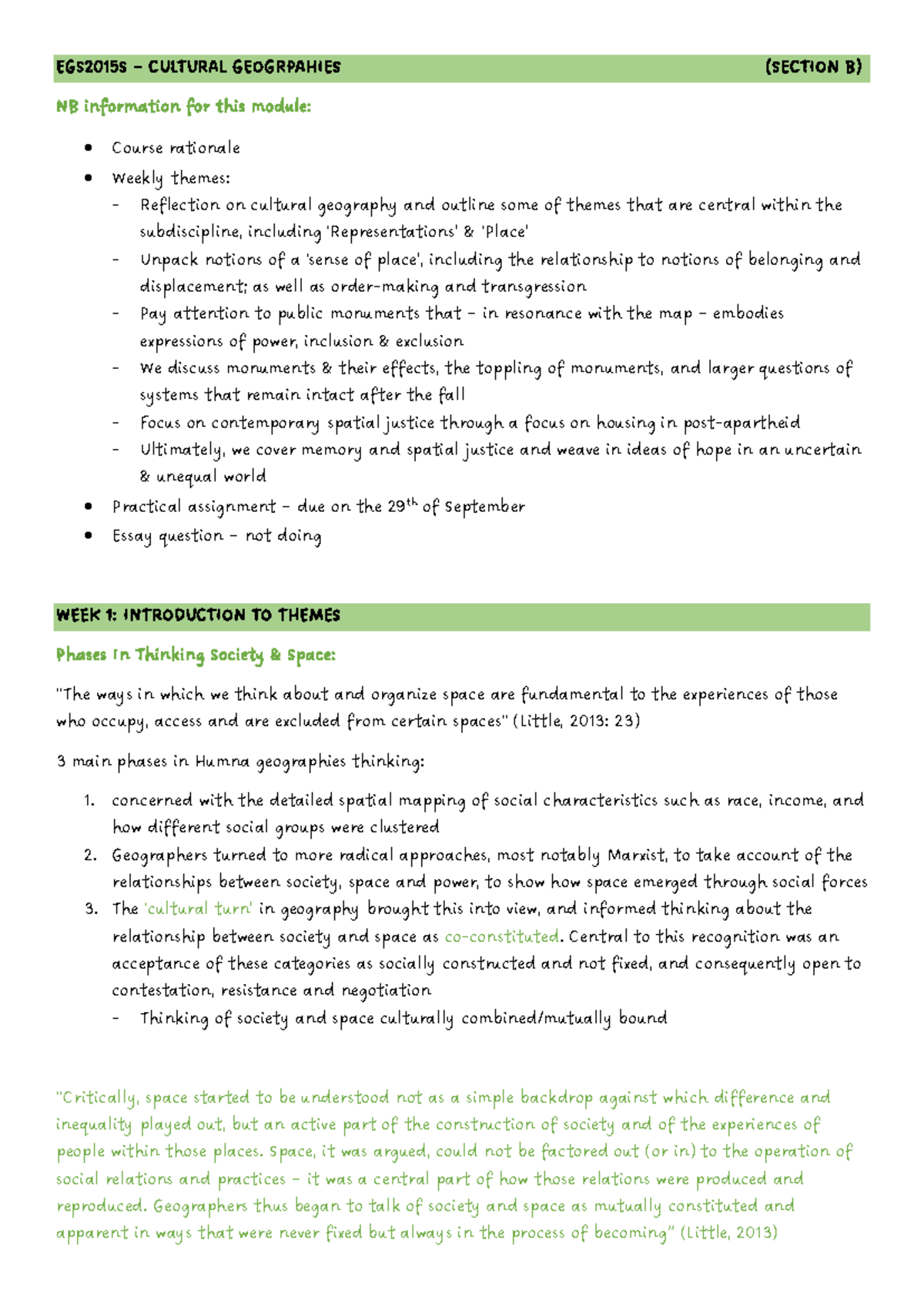 EGS2015S Cultural Geographies: Reflections on Space, Memory, and ...