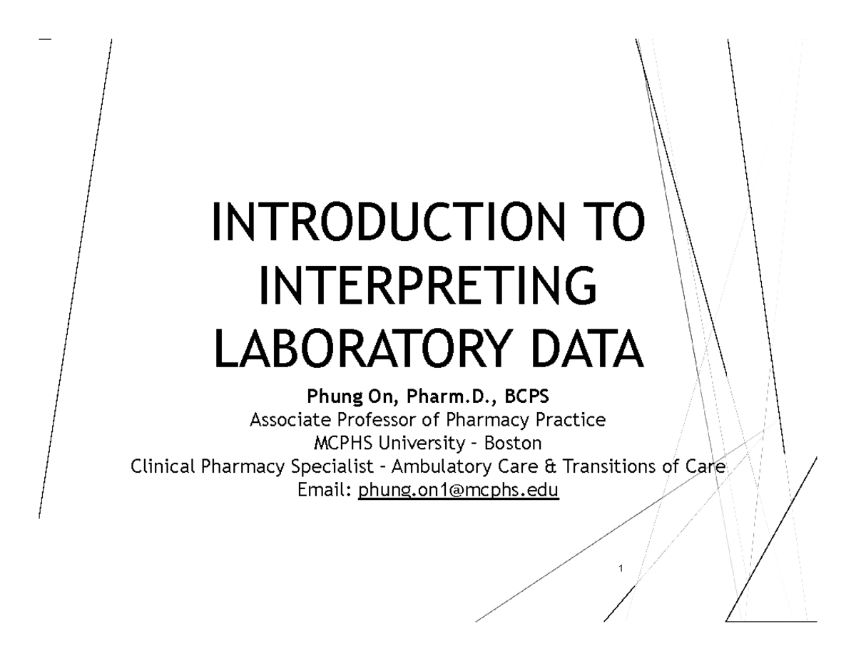 INTRO TO LAB DATA: KEY CONCEPTS & INTERPRETATION - Studocu
