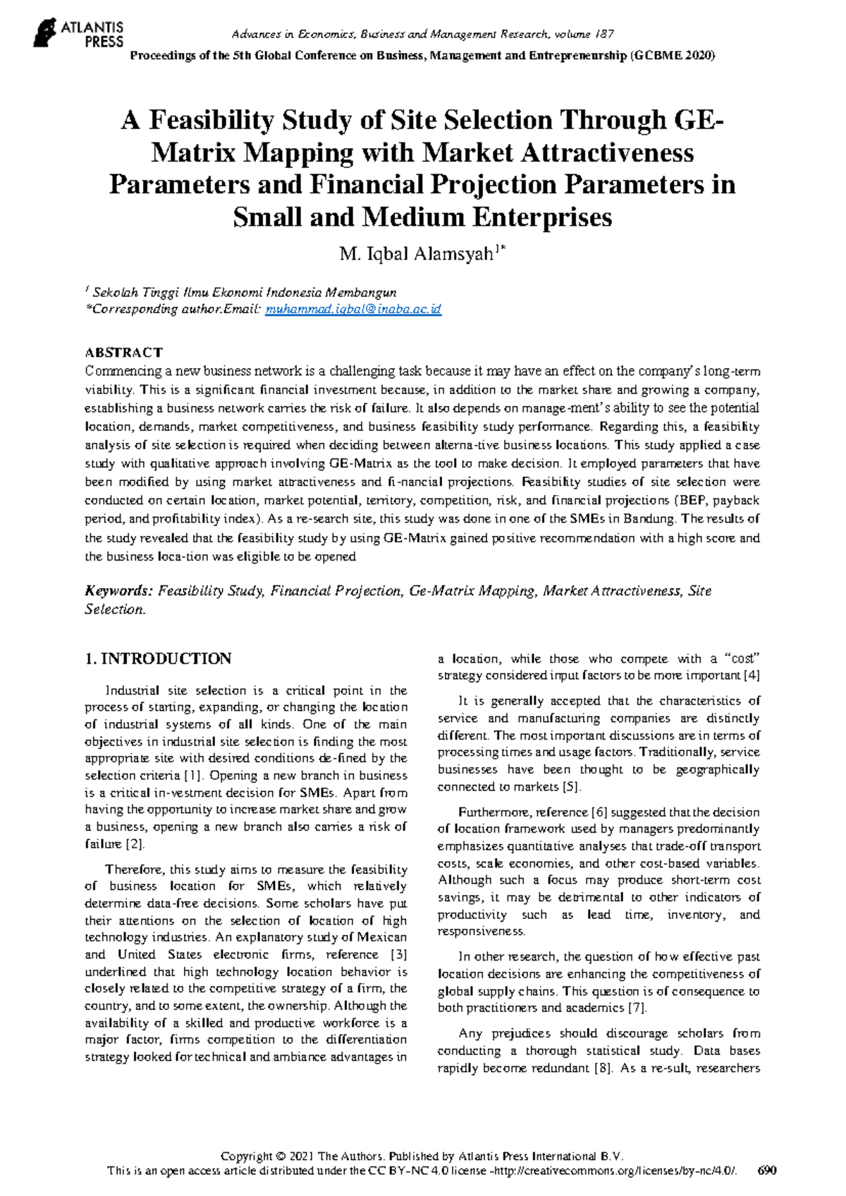Feasibility Study of Site Selection for SMEs Using GEMatrix Mapping ...