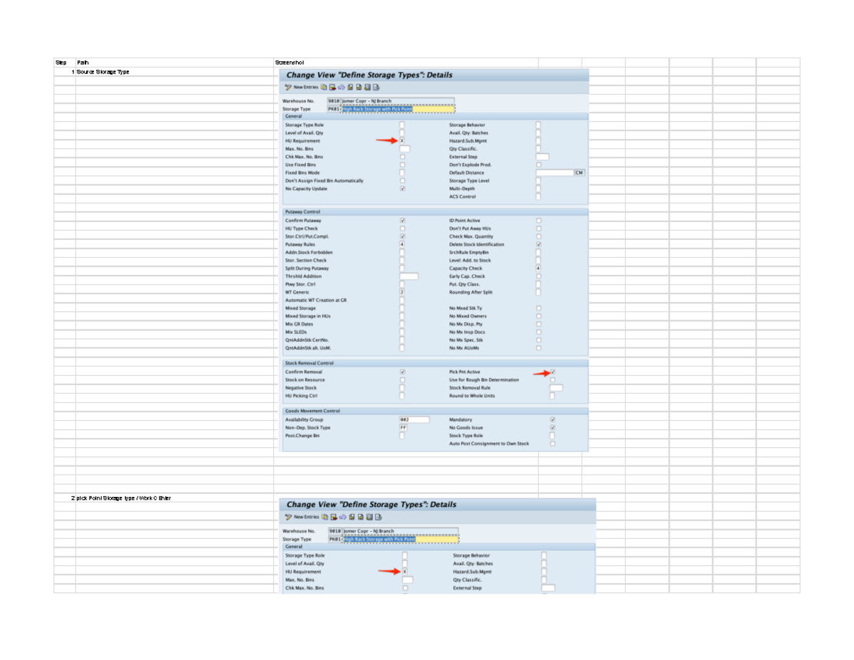 SAP EWM - Pick points - practice configuration - Step Path Screenshot 1 Source Storage Type 2 ...
