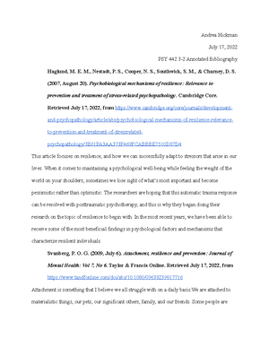 2-2 Annotated Bibliography: Context and Infrastructure - Andrea Hickman July 10, 2022 2-2 ...