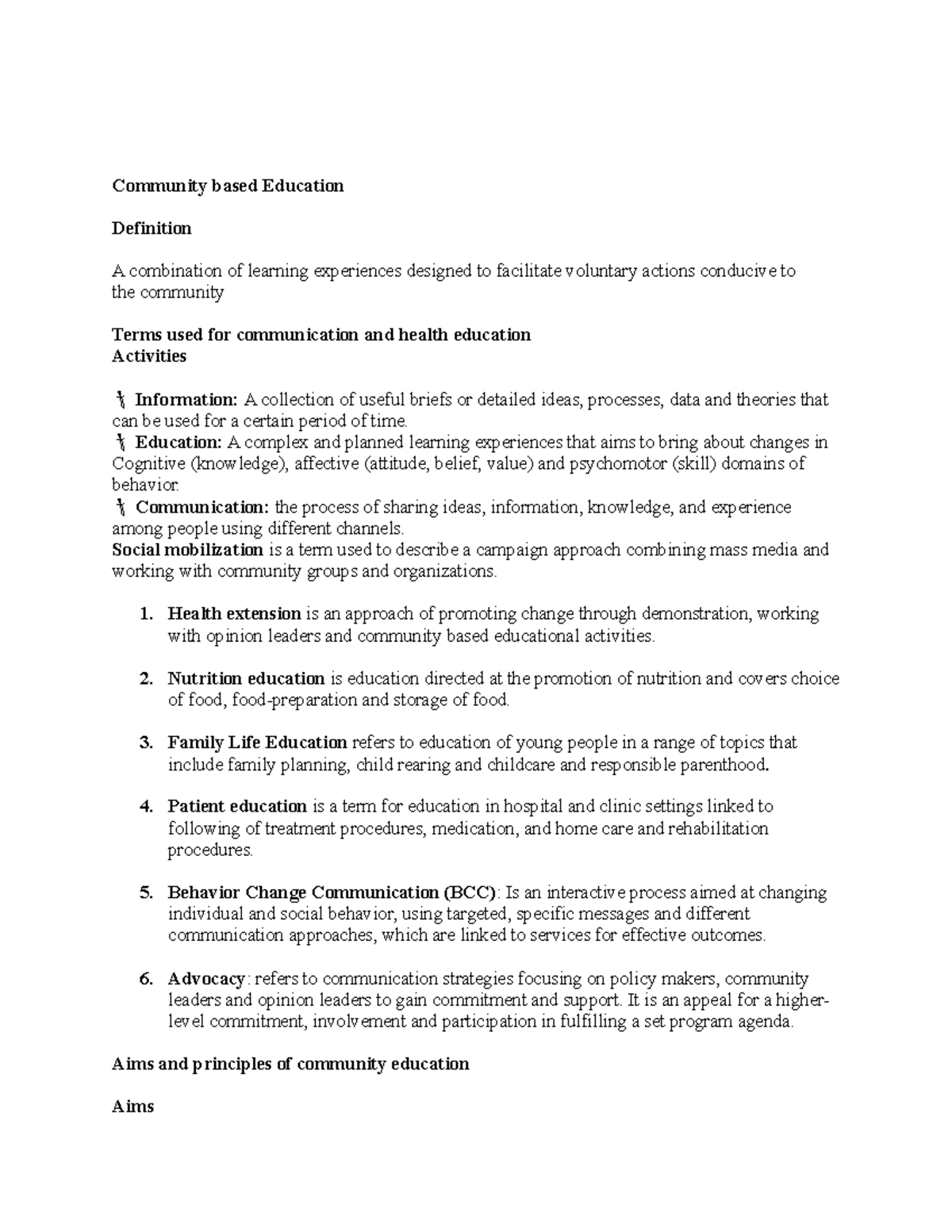 Community-Based Education Overview and Approaches (CBE-1-1) - Studocu