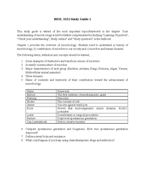 BIOL 3321-01 Chapter 4 Study Guide: Microbial Cell Structure Concepts ...
