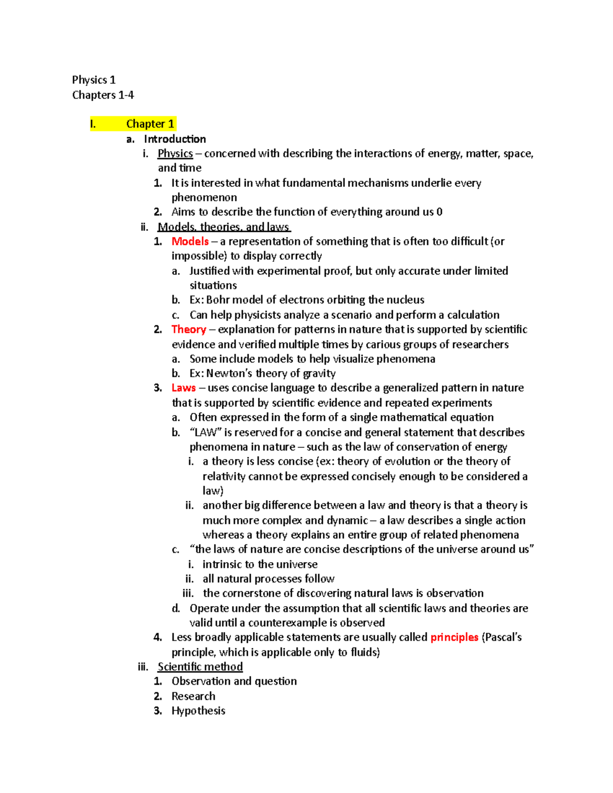 Physics 1 Lecture Notes: Chapters 1-4 Overview and Key Concepts - Studocu