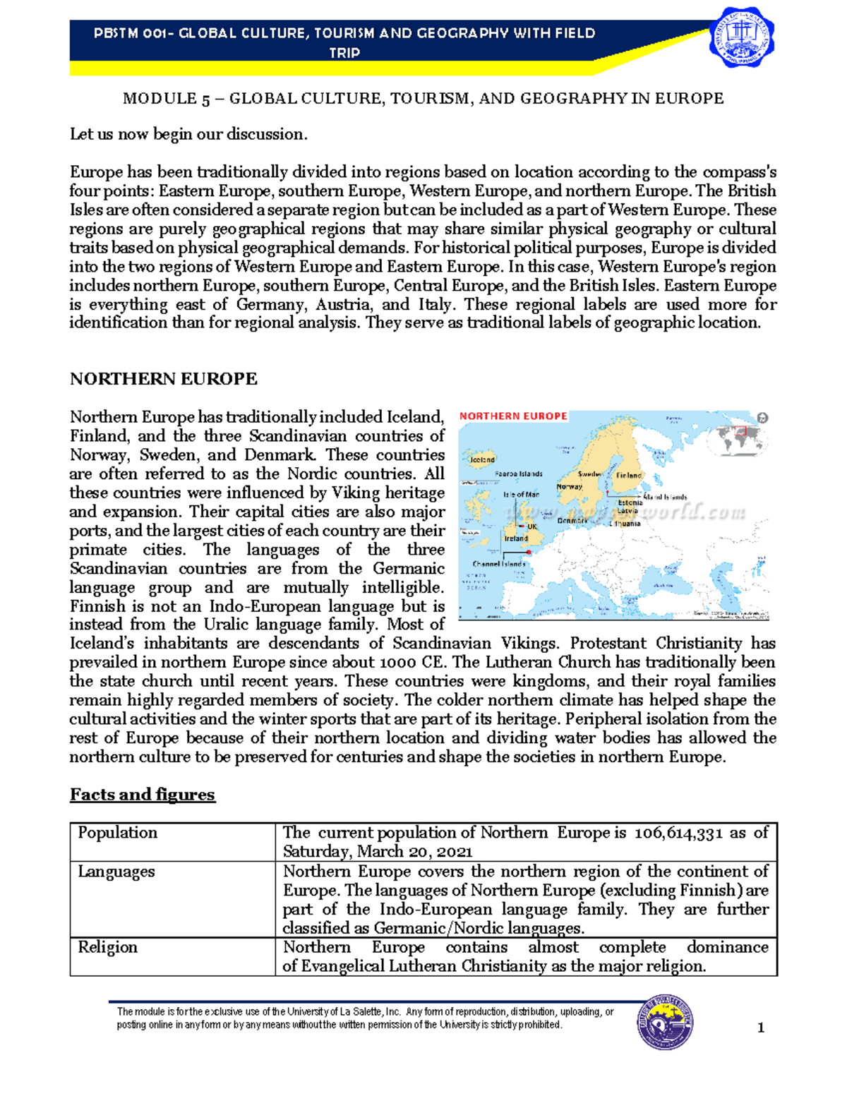 Module 5 – Exploring Global Culture, Tourism & Geography in Europe ...