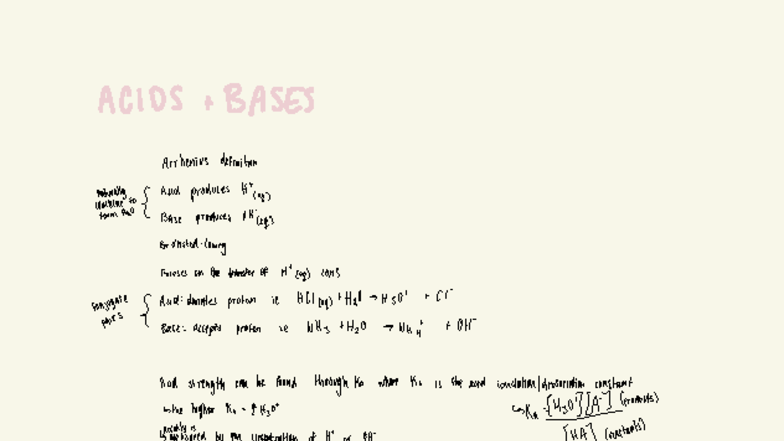 ACIDS & BASES Notes: Arrhenius Definition & Strength Analysis - Studocu
