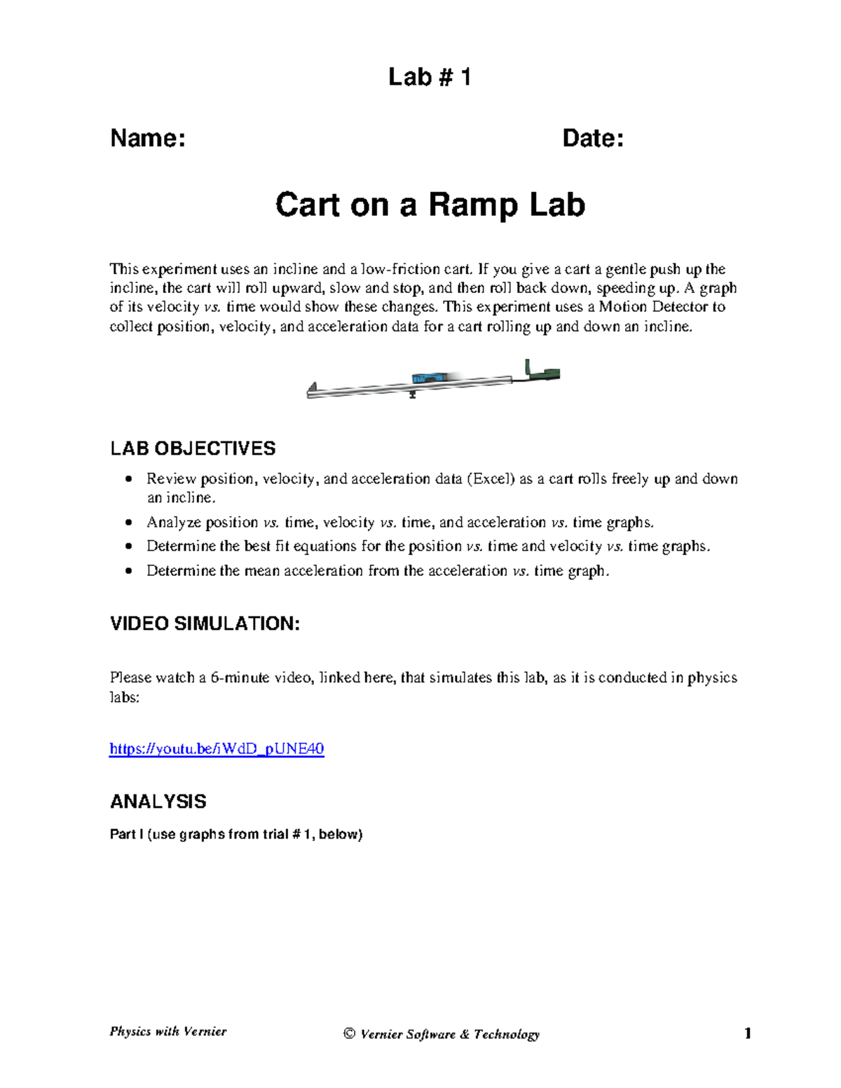 Lab 1: Cart On A Ramp - Physics with Vernier © Vernier Software ...