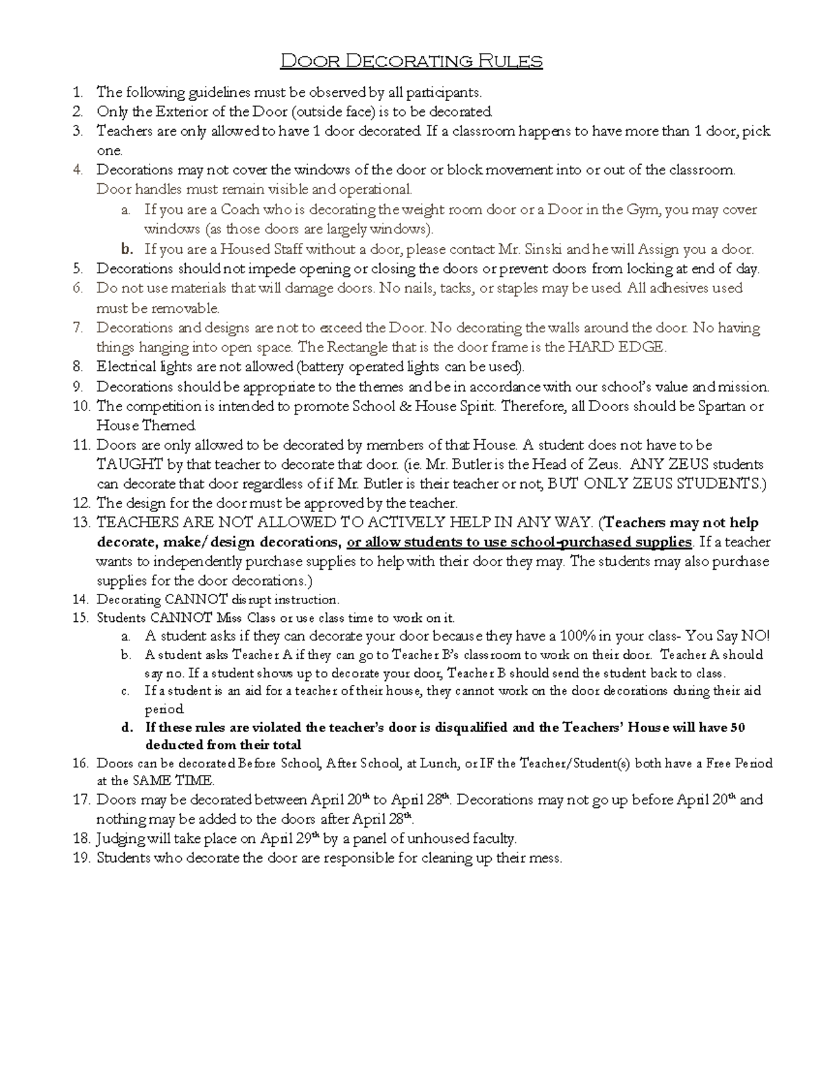 House Door Decoration Guidelines and Judging Rubric - Studocu