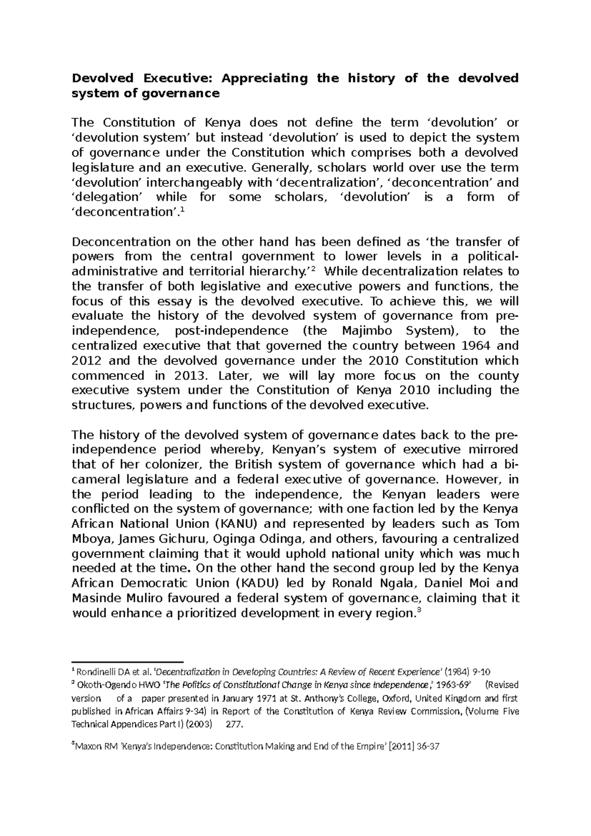 Democracy and Governance: A Study of the Devolved Executive in Kenya ...