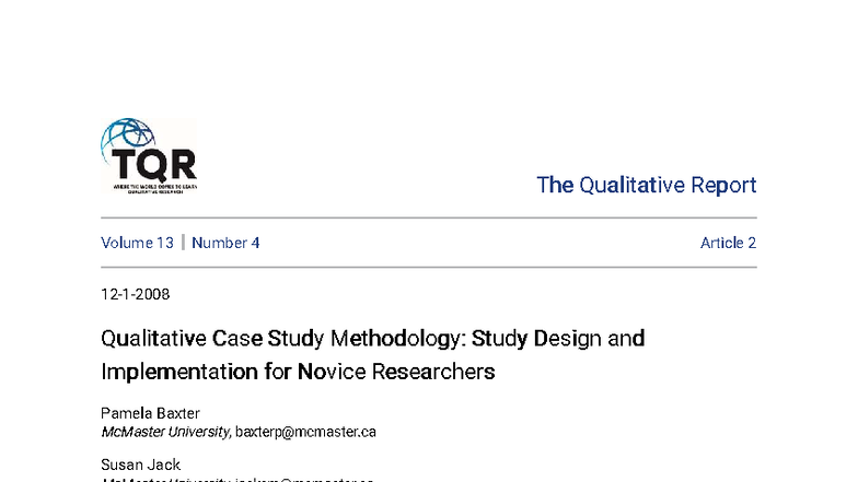 Qualitative Case Study Methodology: Design & Implementation Guide - Studocu