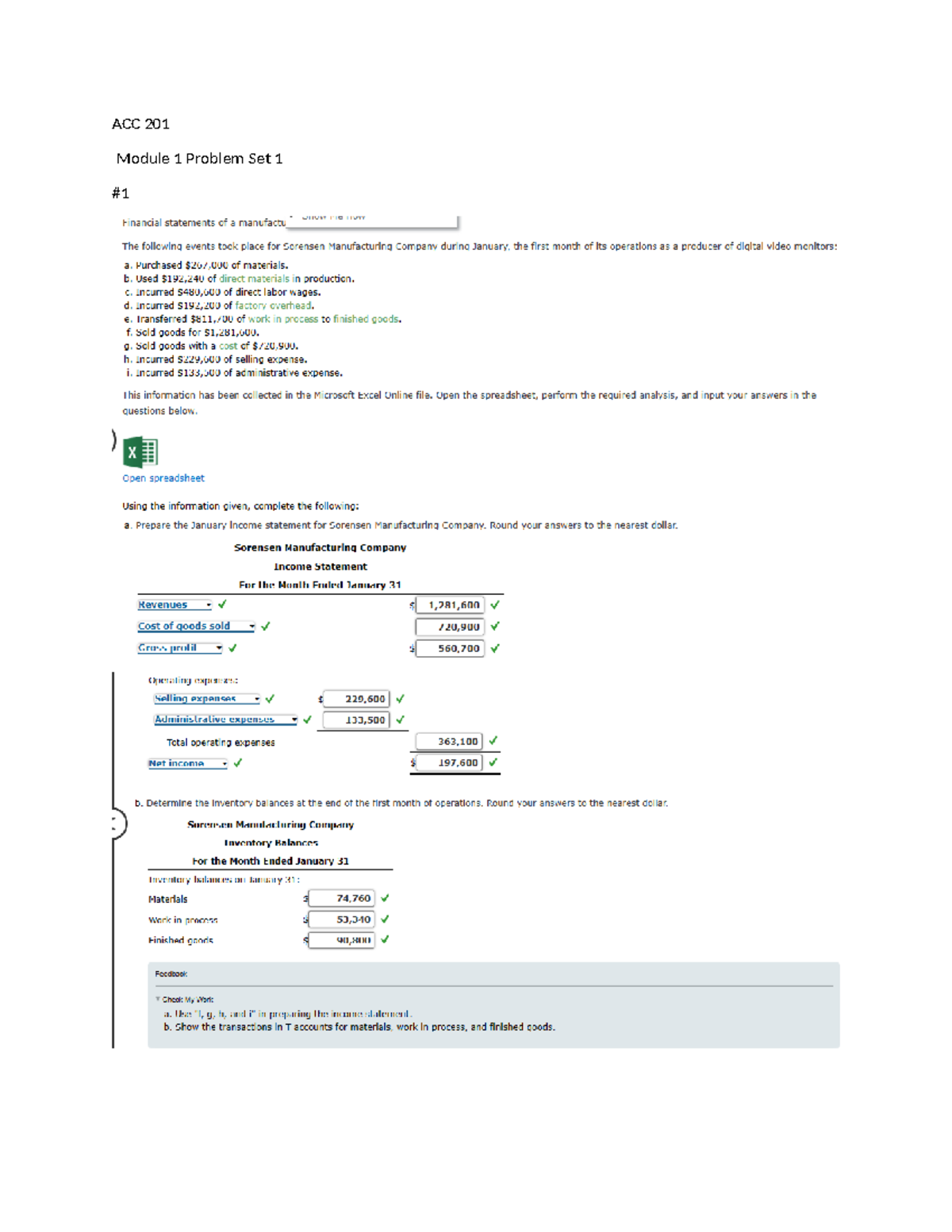 ACC 201 Mod1 Prob Set 1 - Comprehensive Module 1 Problem Set - Studocu