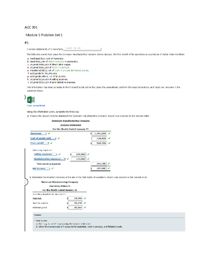 ACC 202 2-1 Problem Set- Module Two - 1. EX,11.EXCEL 2. EX.02.13 ...