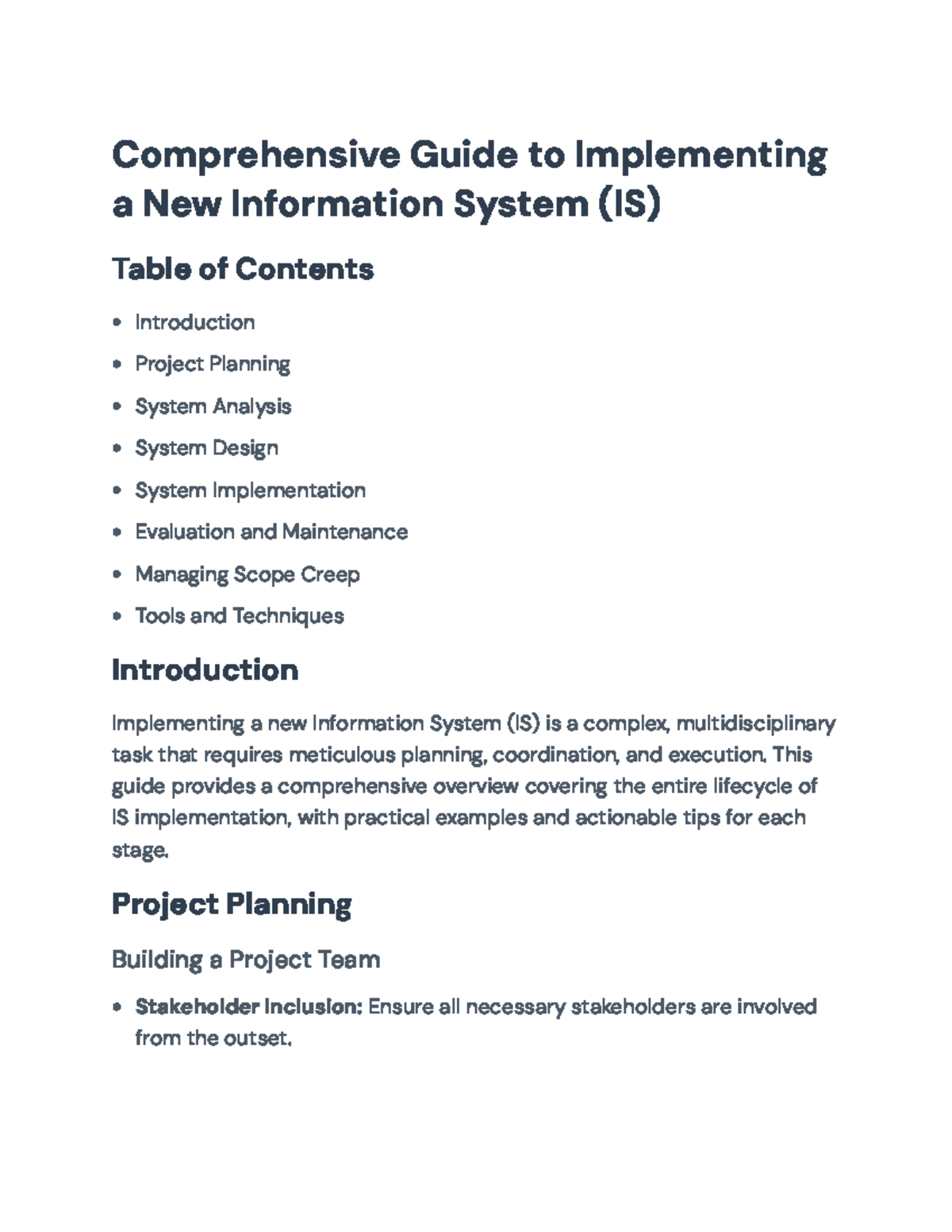 Comprehensive Guide to IS Implementation: Planning & Execution - Studocu