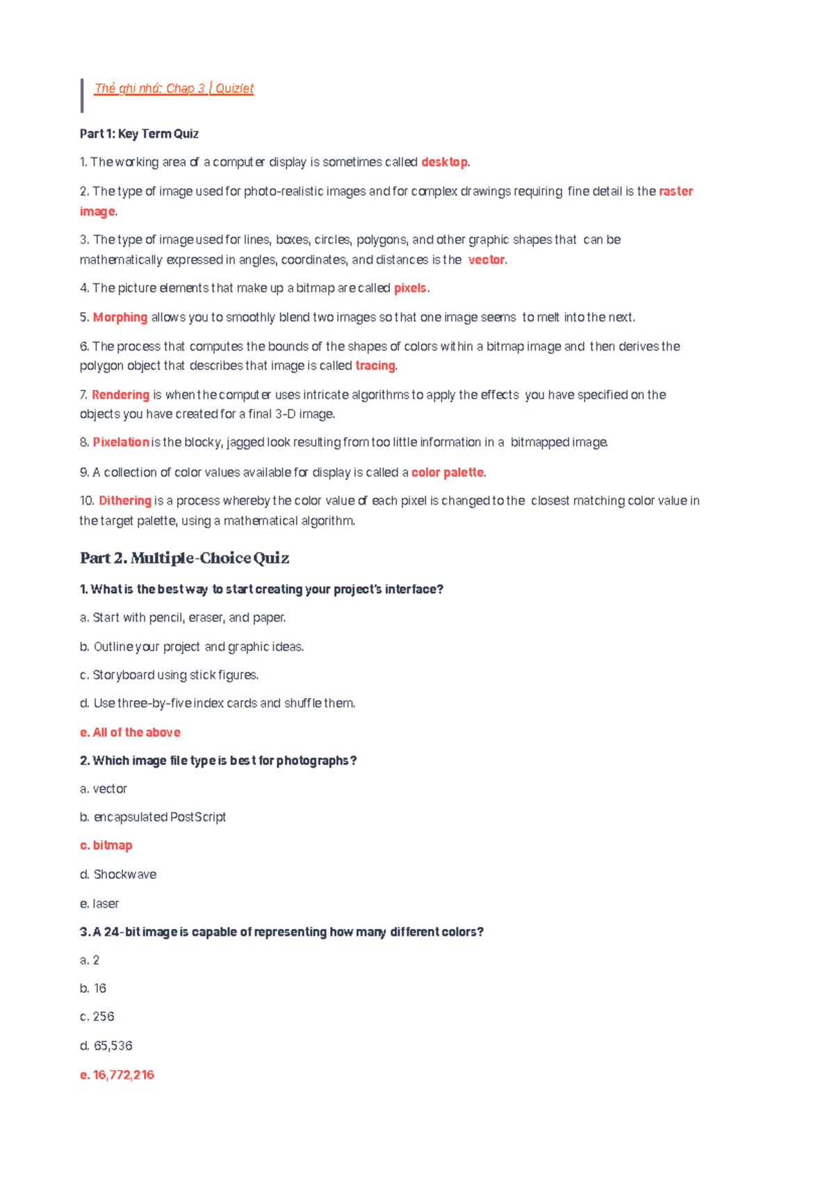 MUL Tut3 - Key Terms & Quiz on Computer Graphics Concepts - Studocu