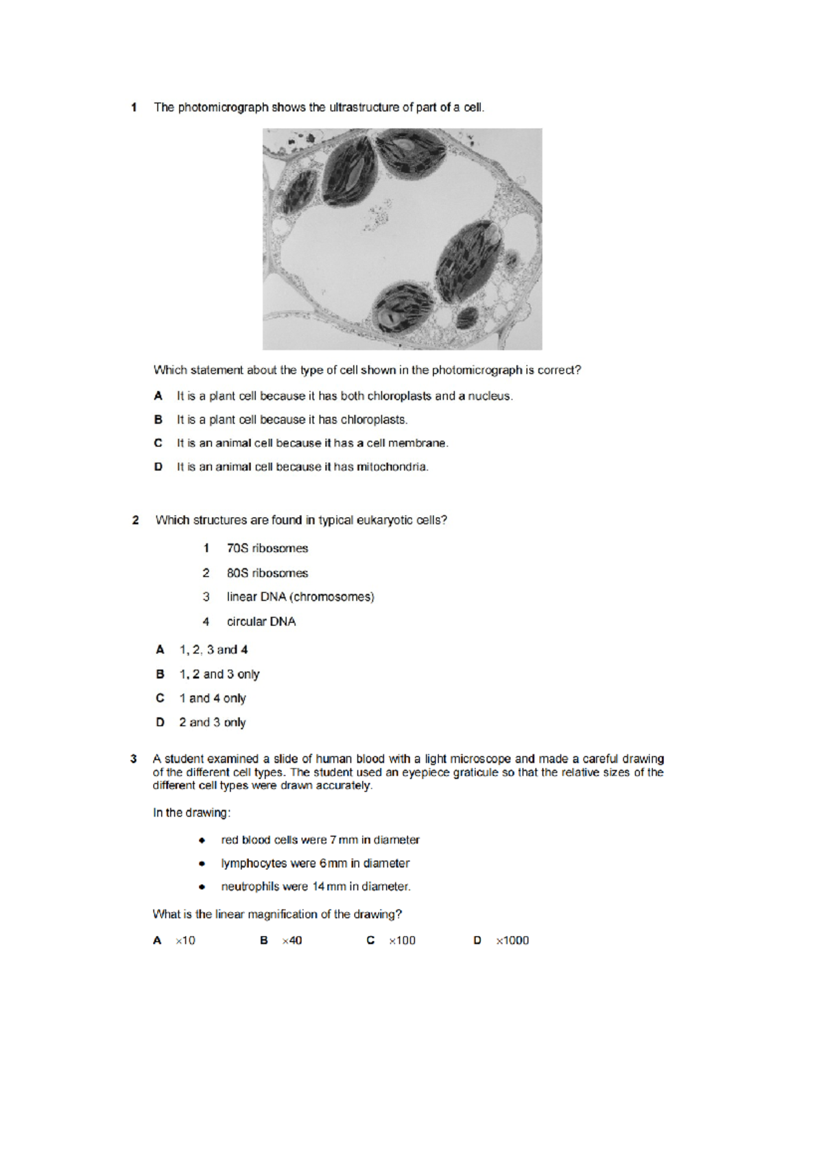 BIO MCQ 22 - MCQ For Biology - 1 The photomicrograph shows the ...