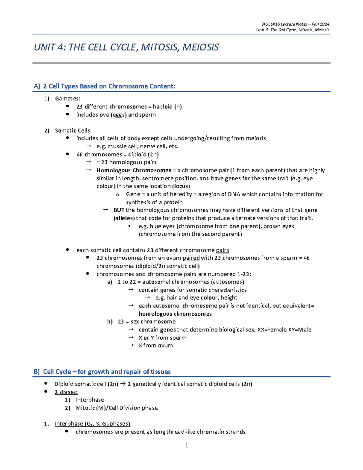 4 - UNIT 4 - THE CELL Cycle, Mitosis, Meiosis (2024) - Unit 4: The Cell ...