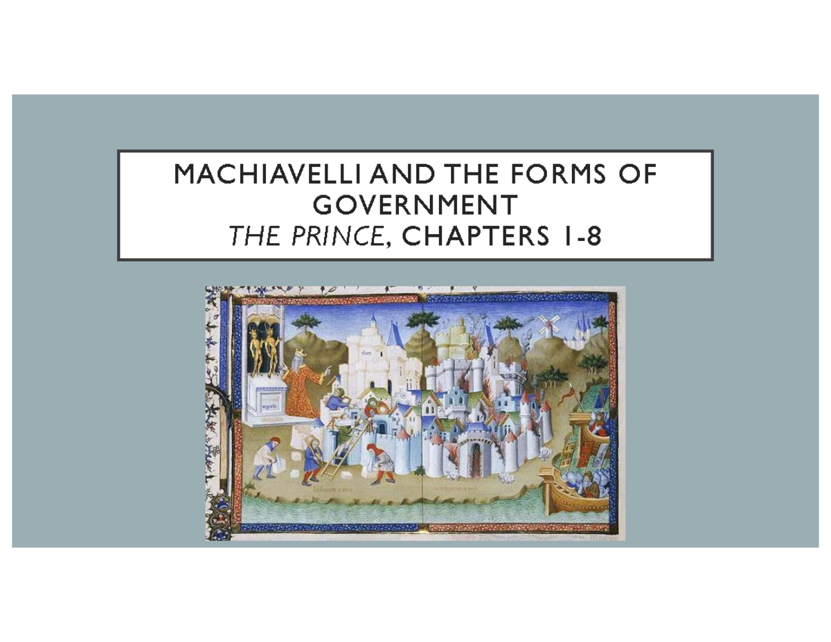Machiavelli's Forms of Government - The Prince, Chapters 1-8 Analysis ...