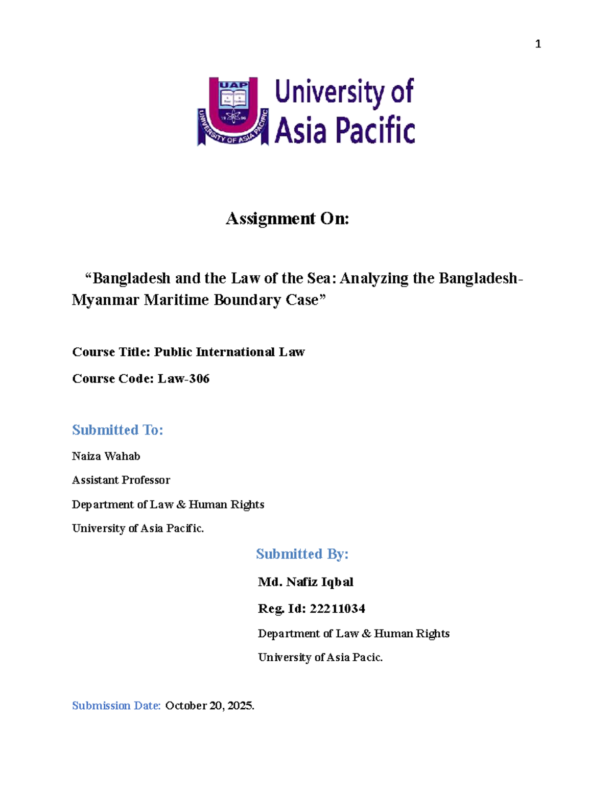 Bangladesh-Myanmar Maritime Boundary Analysis: Public International Law ...