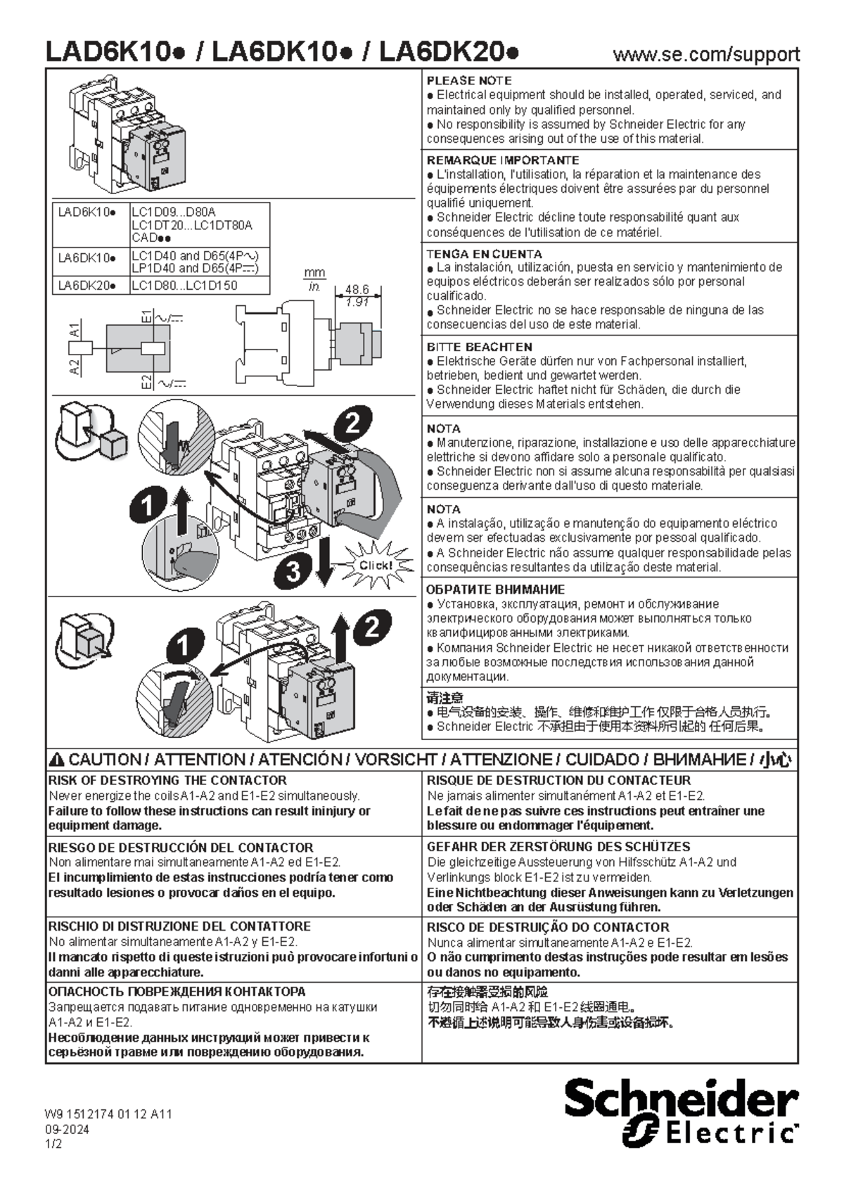 LAD6K10 / LA6DK10 / LA6DK20 - Electrical Equipment Safety Guidelines ...
