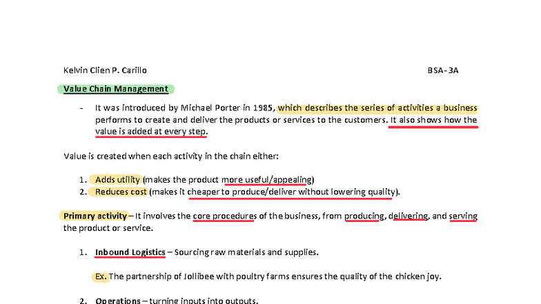3A Value Chain Management: Cost Accounting Reviewer (Weeks 3-5) - Studocu