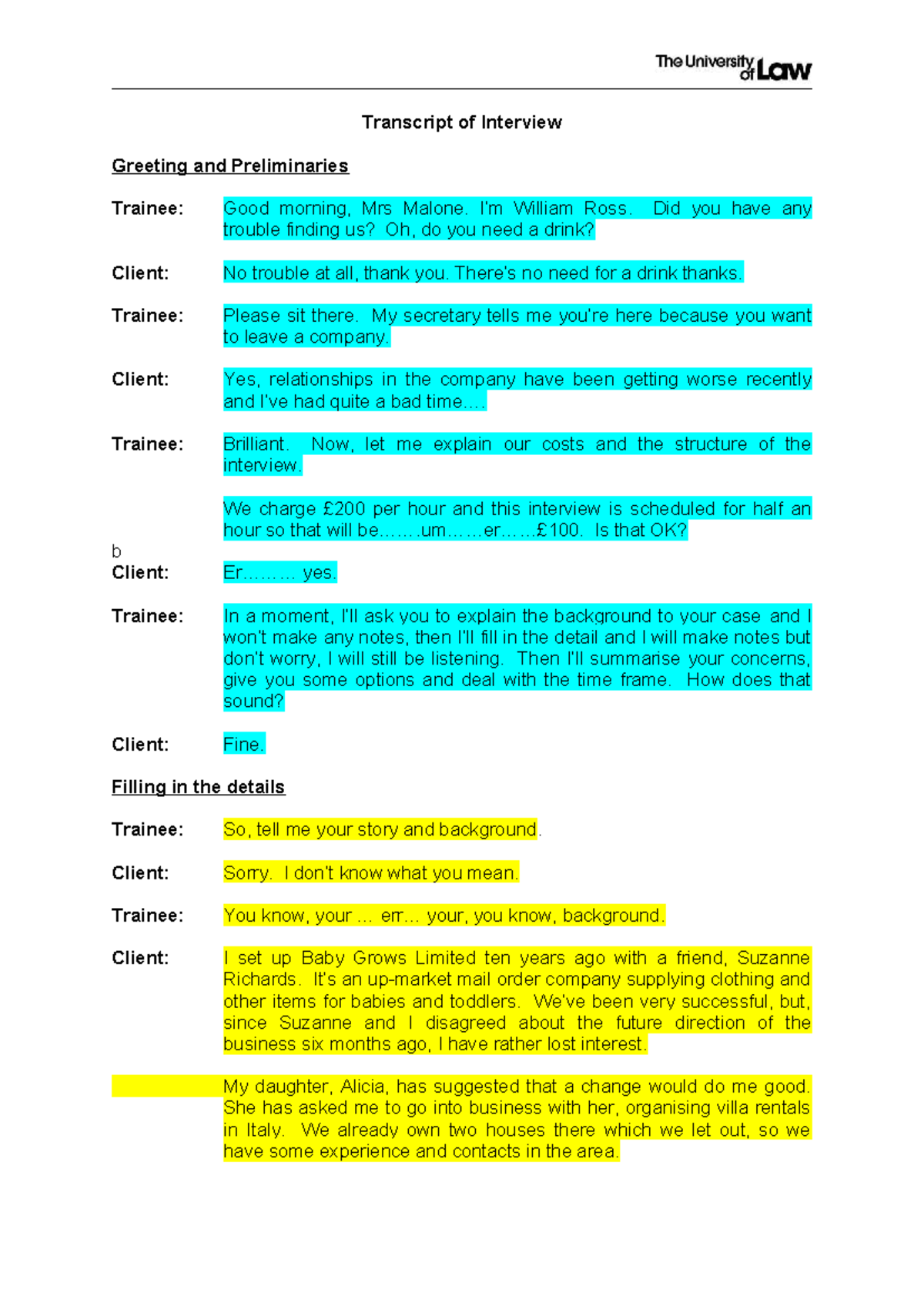 Unit 3: Transcript of Interview on Business Transition and Share Sale ...