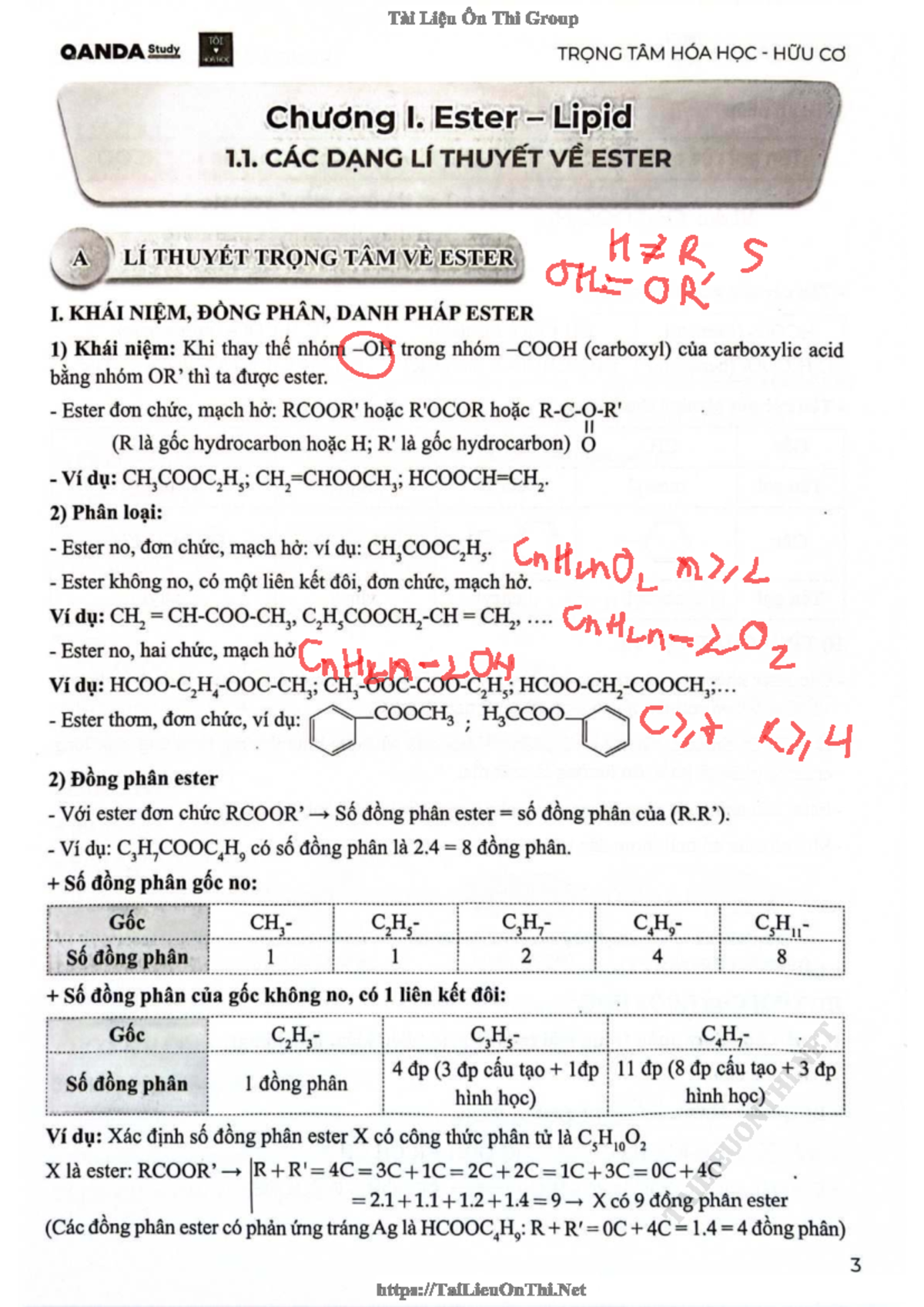 Tài Liệu Ôn Thi Group TOI QANDA Study TRONG TÂM HÓA HỌC HỮU CƠ - Đề Hữu ...
