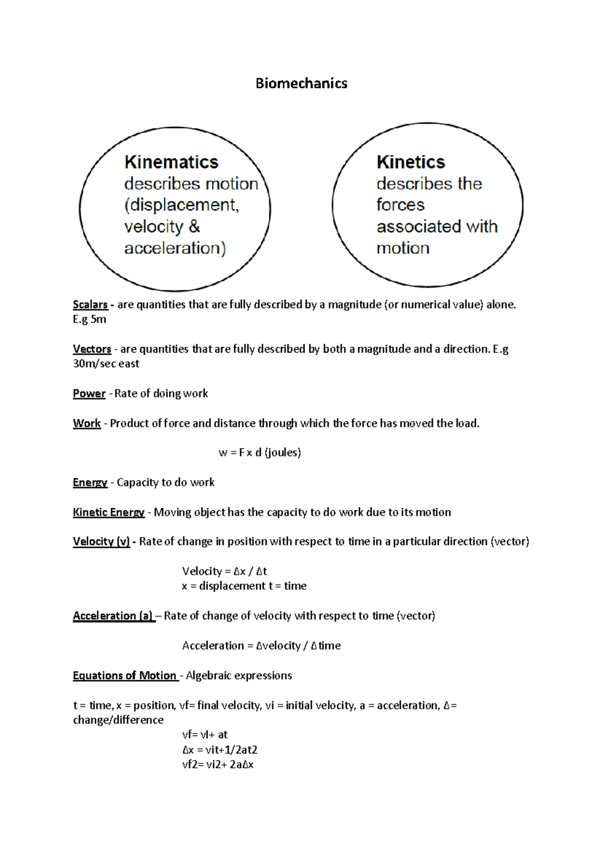 Principles of Exercise Science (SES101) - Comprehensive Revision Notes ...
