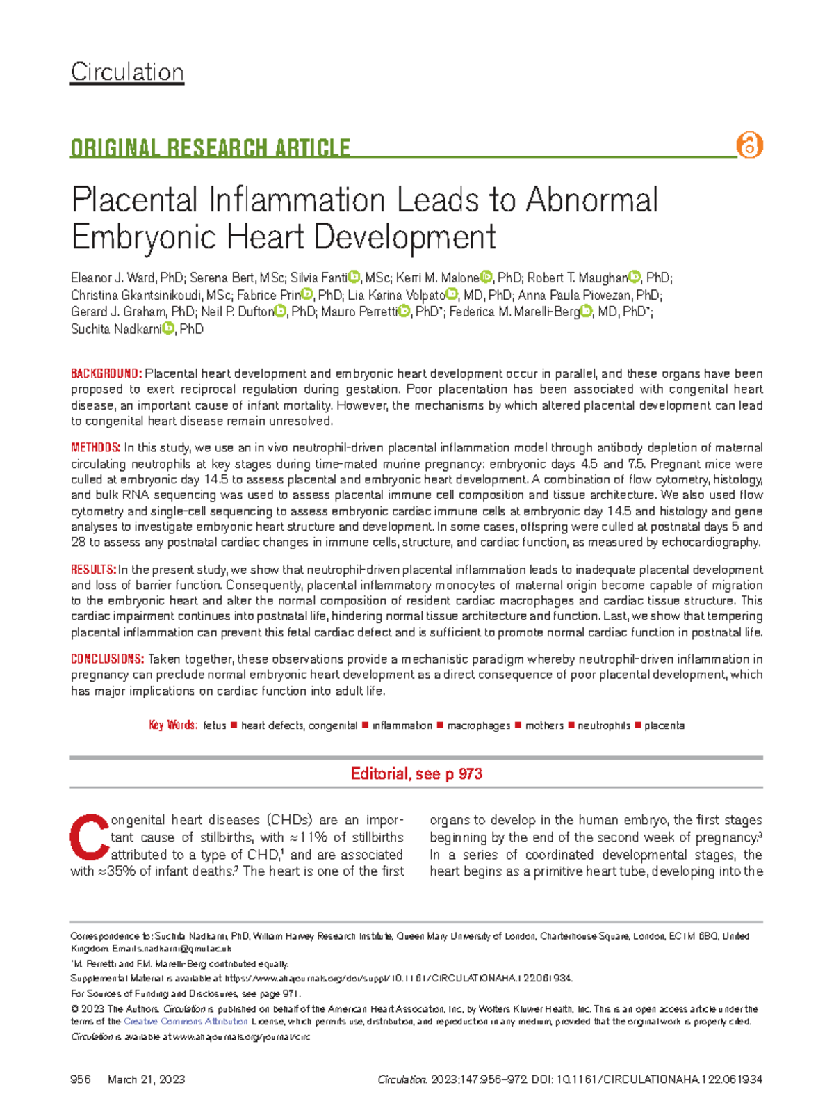Placenta Inflammation and Its Impact on Embryonic Heart Development ...