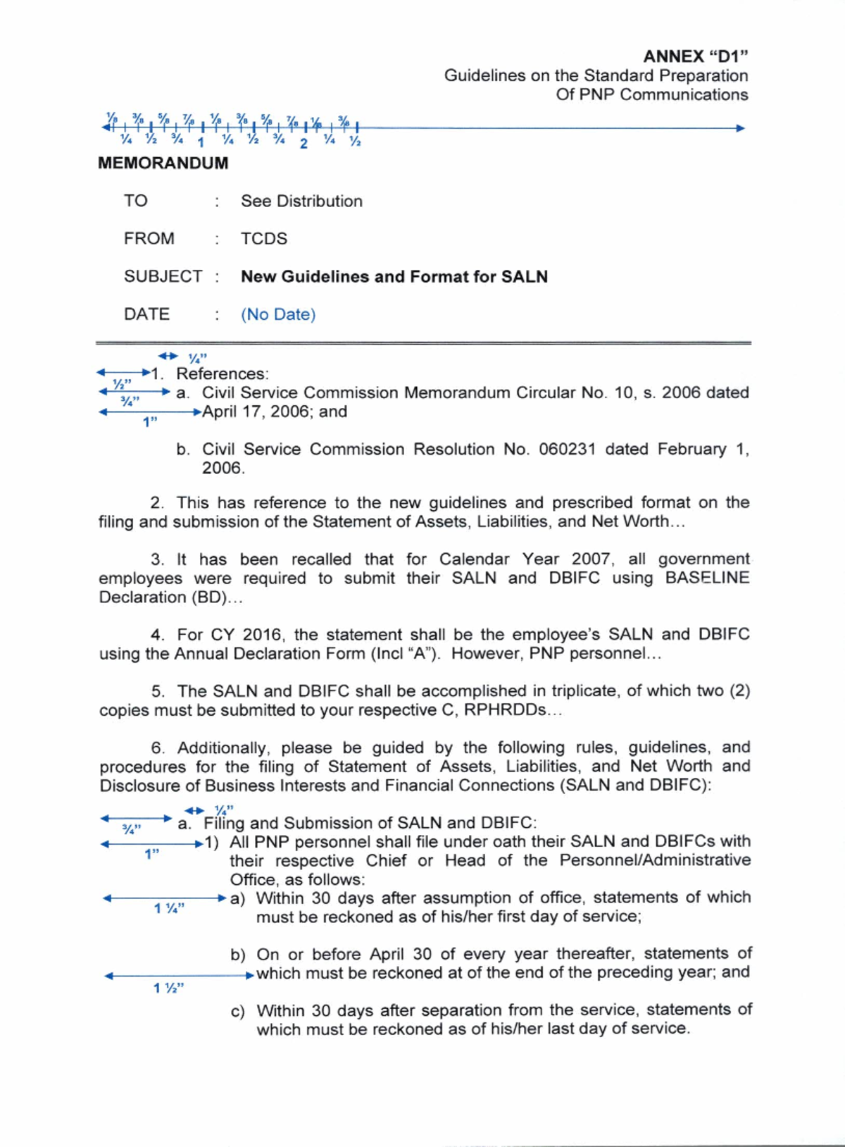 Guidelines for PNP Memorandum Format and SALN Submission - Studocu