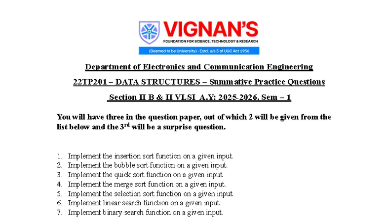 DS Questions for lab external exam 2025-2026 - Department of ...