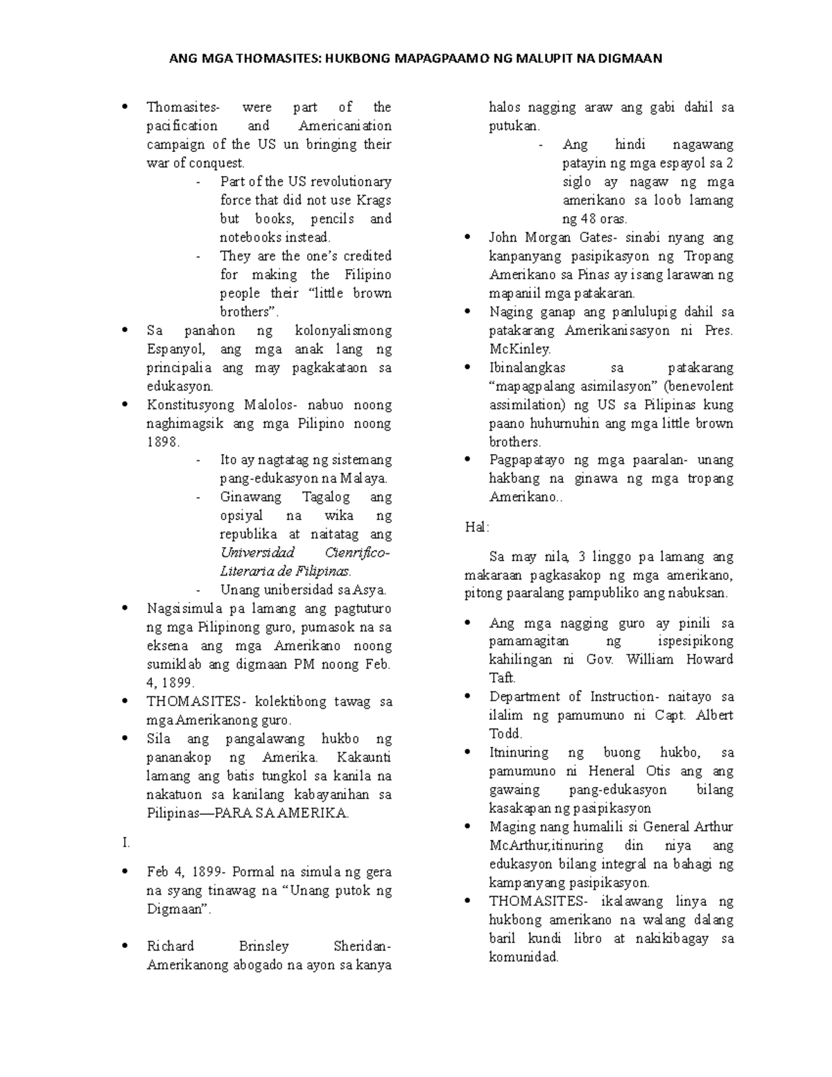 Thomasites: Isang Pagsusuri sa kanilang Papel sa Edukasyon at ...