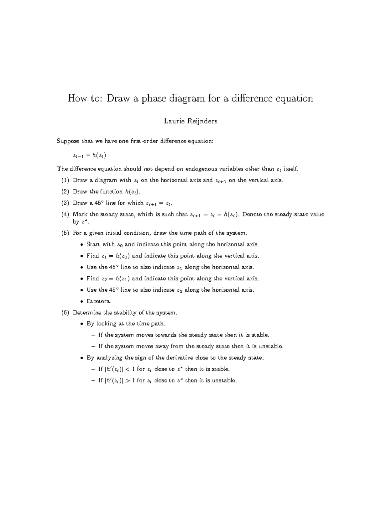How to Draw Phase Diagrams for Difference Equations: A Guide - Studeersnel