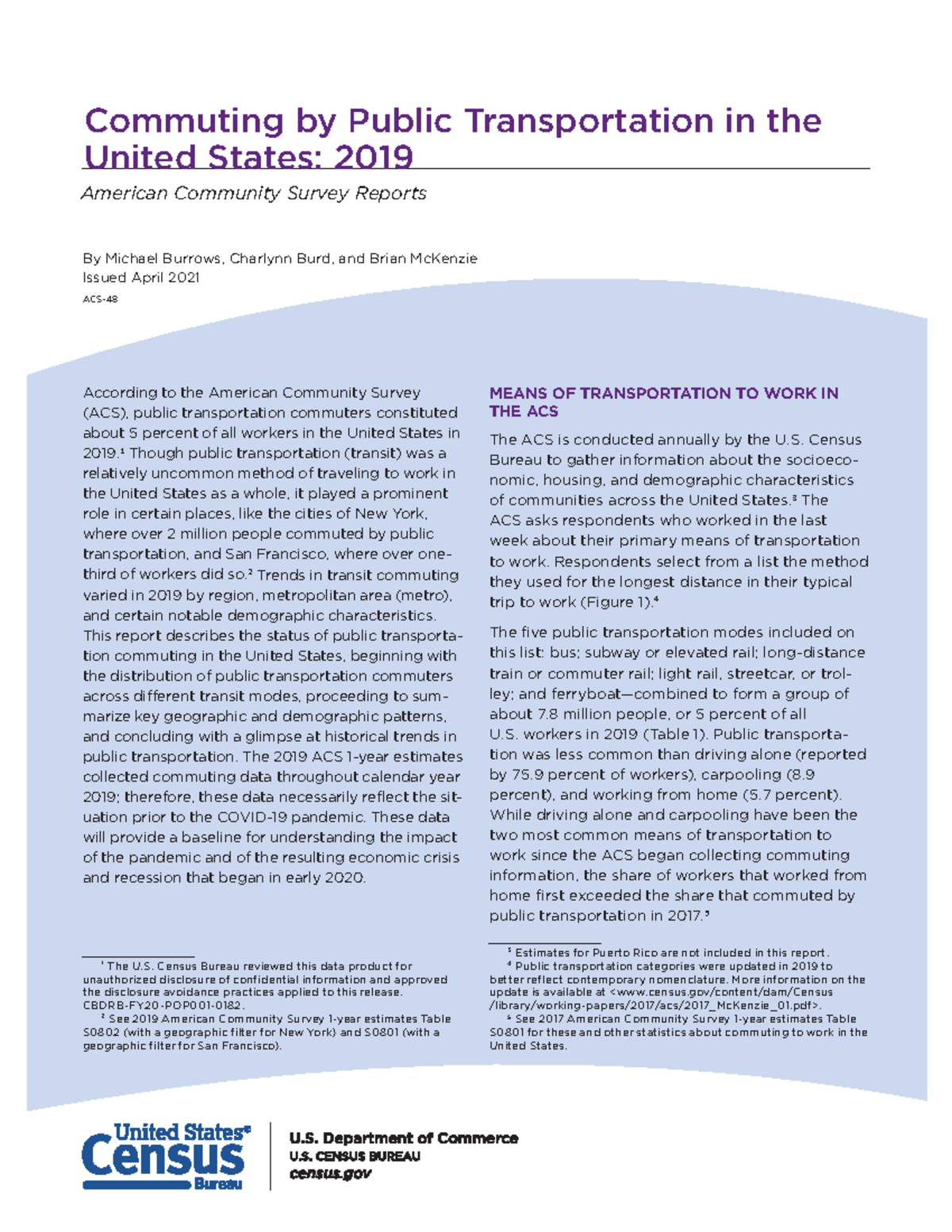 Survey on Public Transport Commuting in the U.S. - 2019 ACS Report ...
