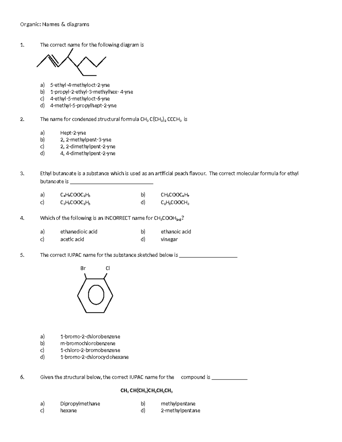 Nomenclature diagrams - Organic: Names & diagrams The correct name for ...