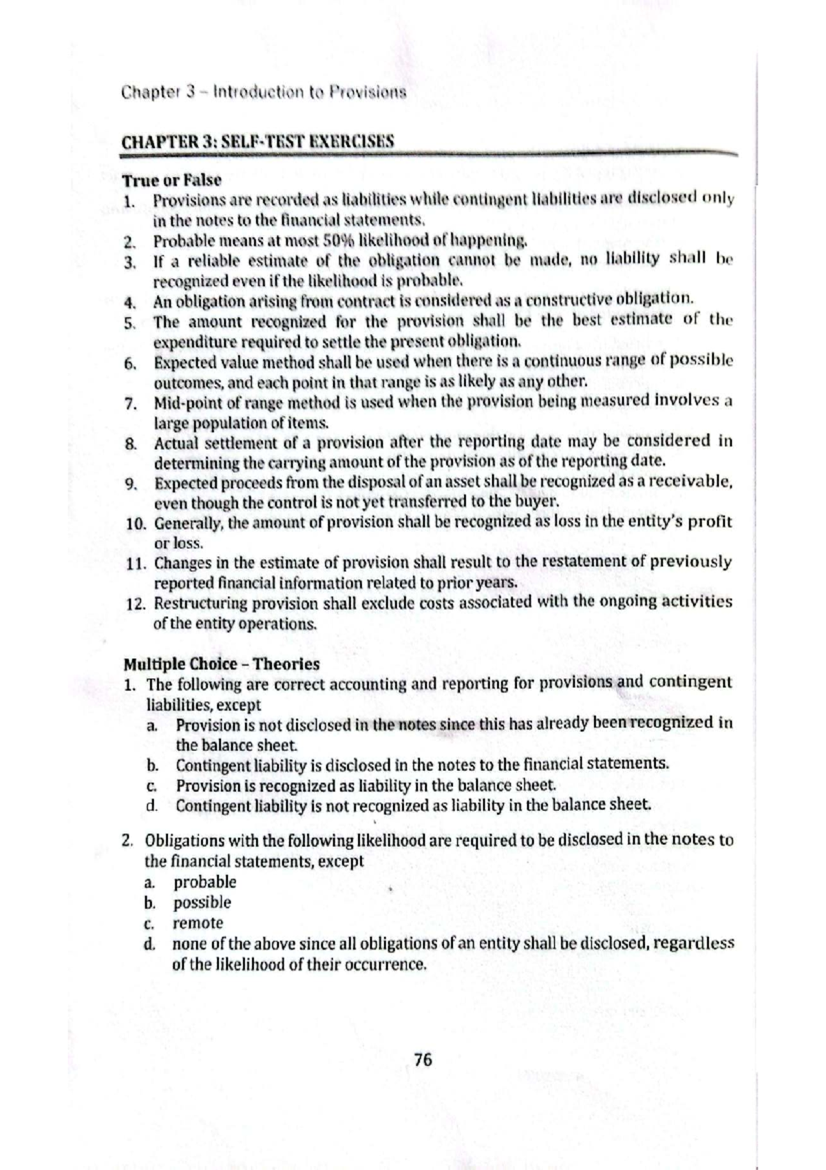 Chapter 3: Provisions Assignment & Take Home Quiz - Studocu