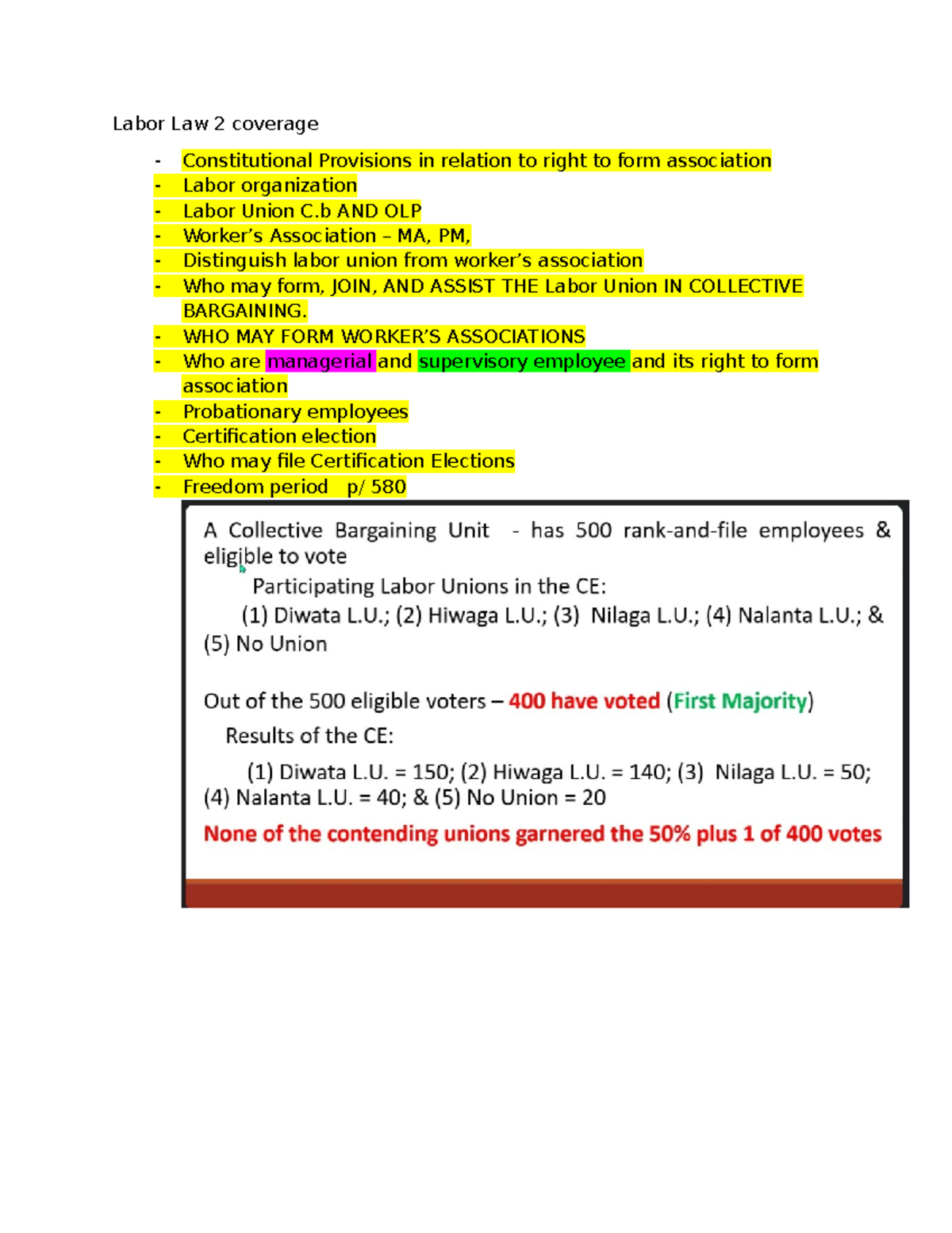 Labor Law 2 coverage - Labor Law 2 coverage - Constitutional Provisions ...
