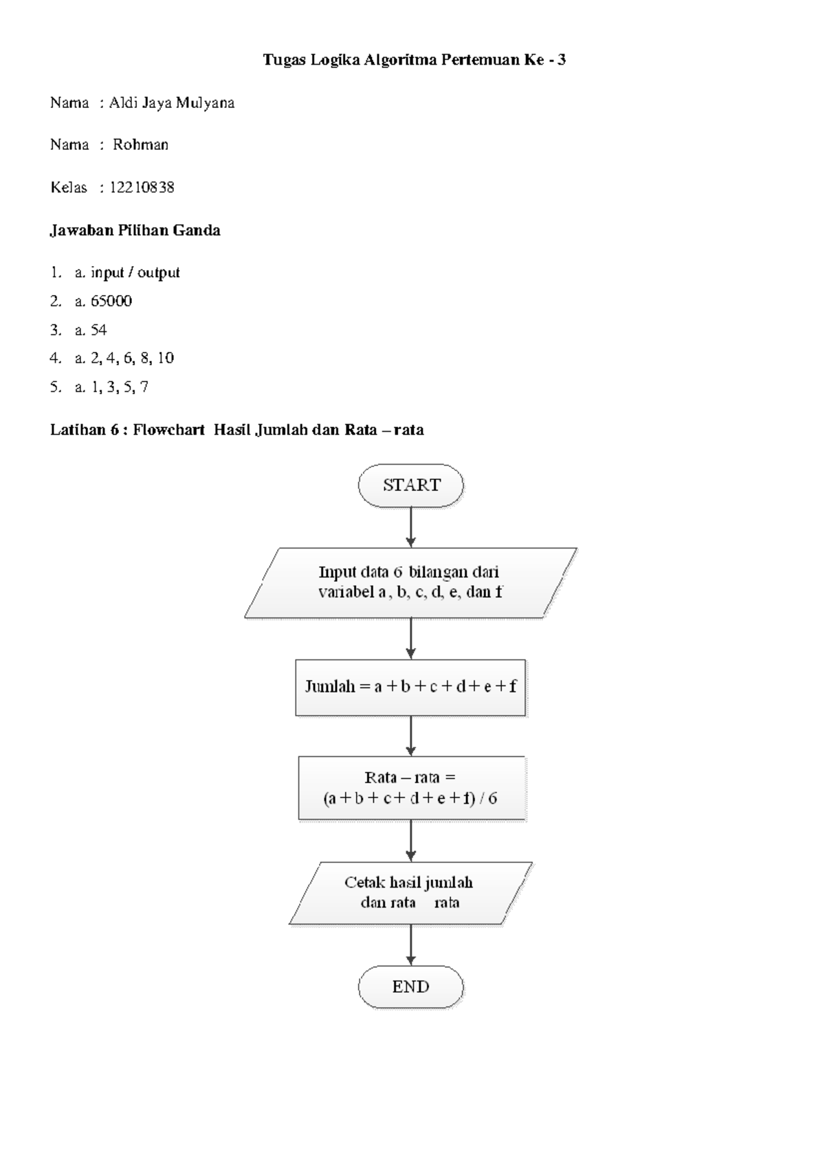 Logika Algoritma - Tugas P02: Flowchart & Pilihan Ganda - Studocu