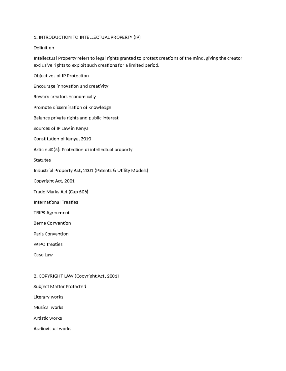 Intellectual Property - 1. INTRODUCTION TO INTELLECTUAL PROPERTY (IP ...