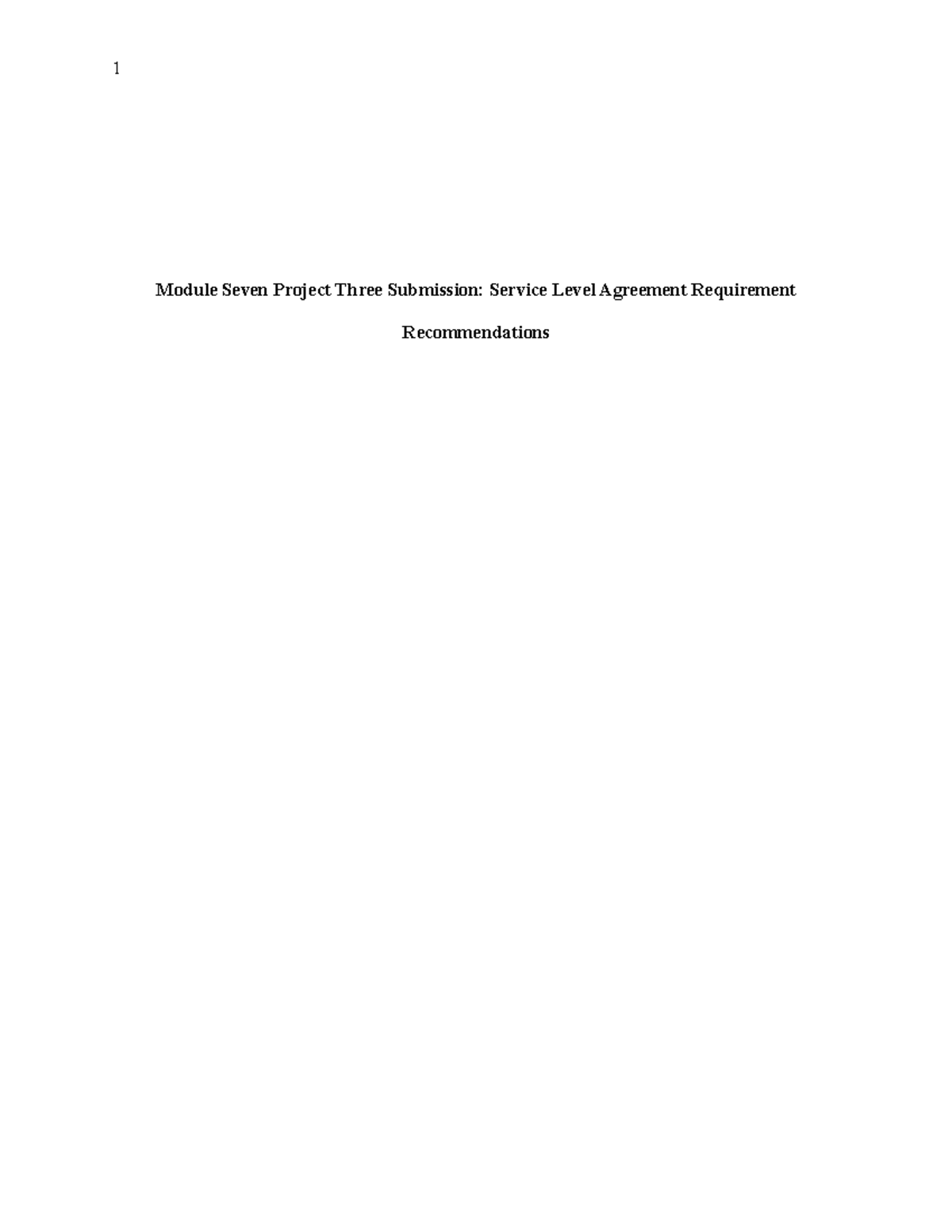 CYB260 Module 7 Project Three: Service Level Agreement Recommendations ...
