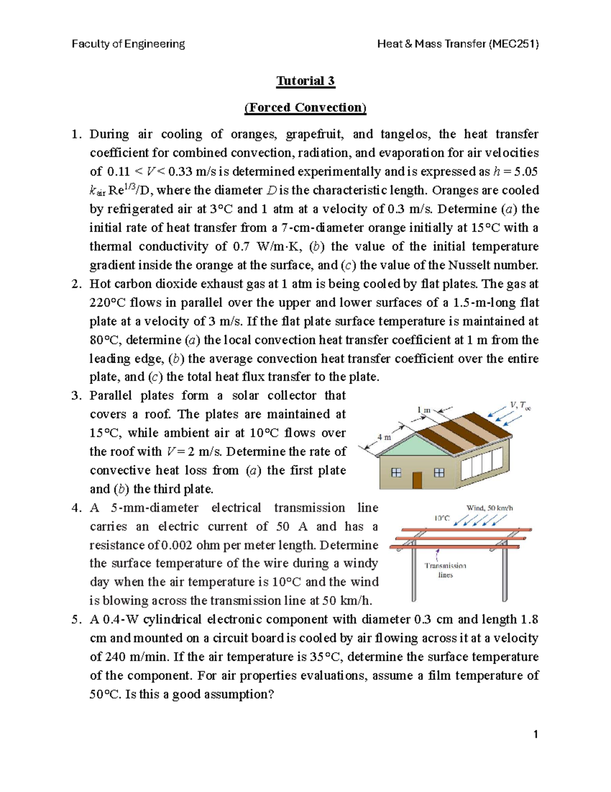 Tutorial 3: Forced Convection Problems with Solutions - Studocu