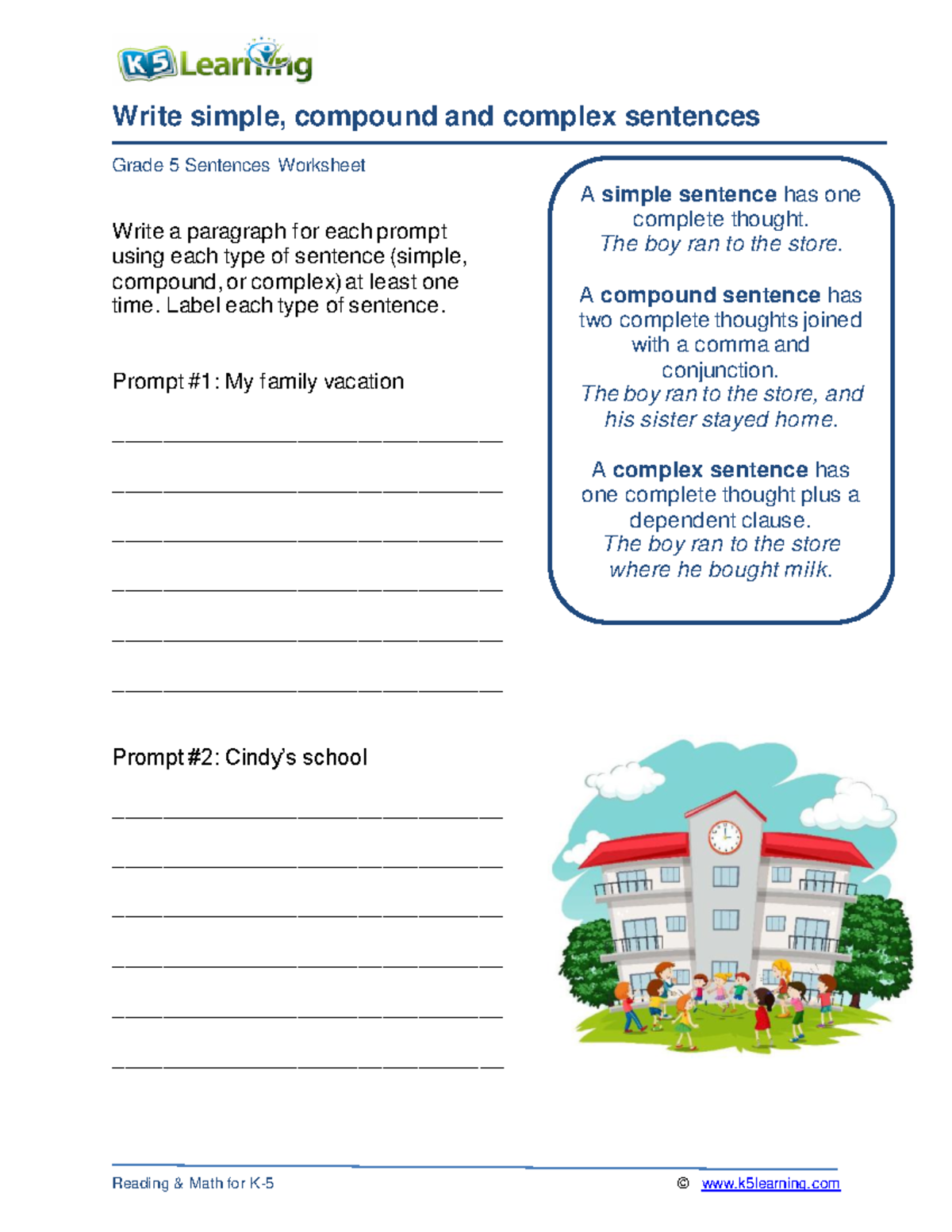 Grade 5 Sentences Worksheet: Simple, Compound & Complex Sentences - Studocu