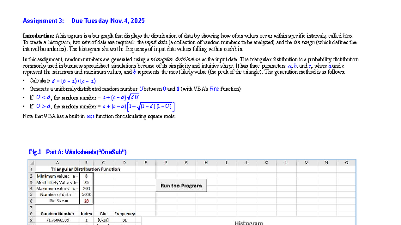 Assignment 3: Creating a Histogram with Triangular Distribution - Studocu