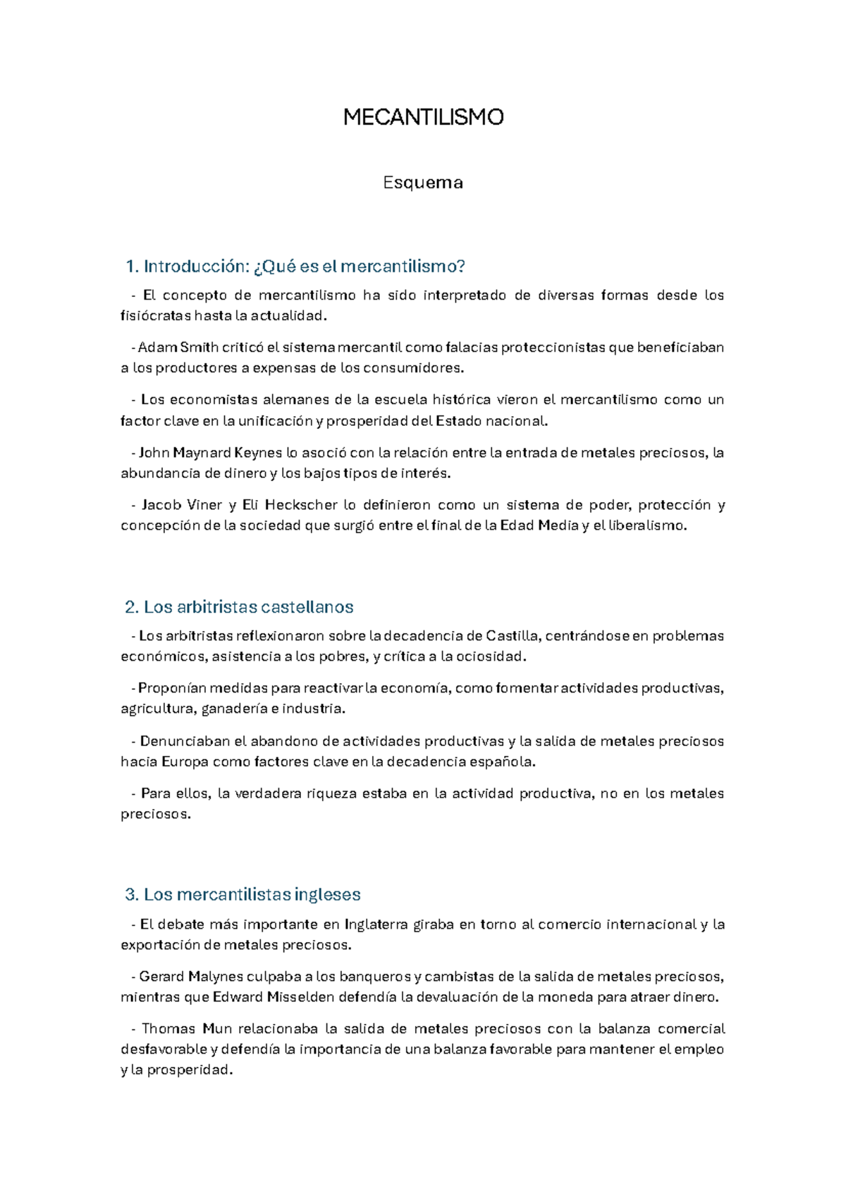 Resumen del Mercantilismo: Análisis y Perspectivas - Studocu