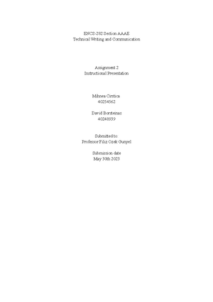 ENCS 282 - Concordia - Technical Writing and Communication - Studocu